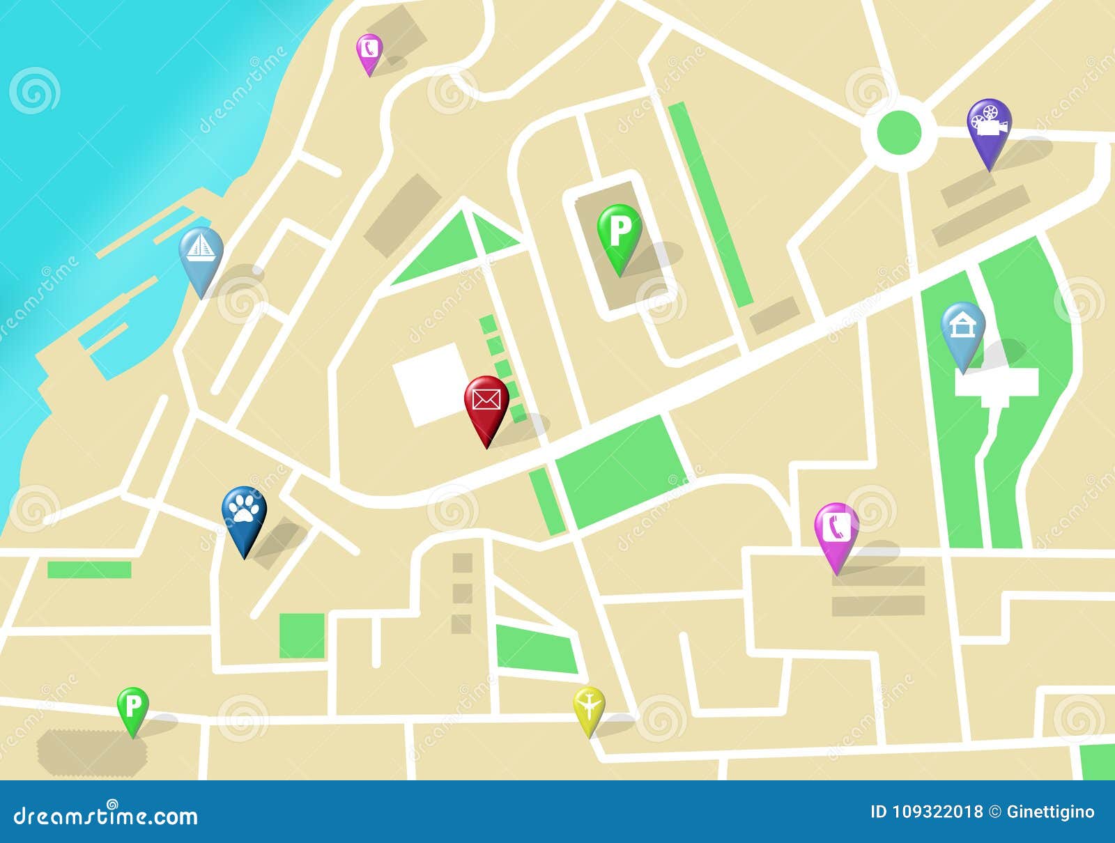 Mapa da cidade ilustração stock. Ilustração de urbano - 109322018