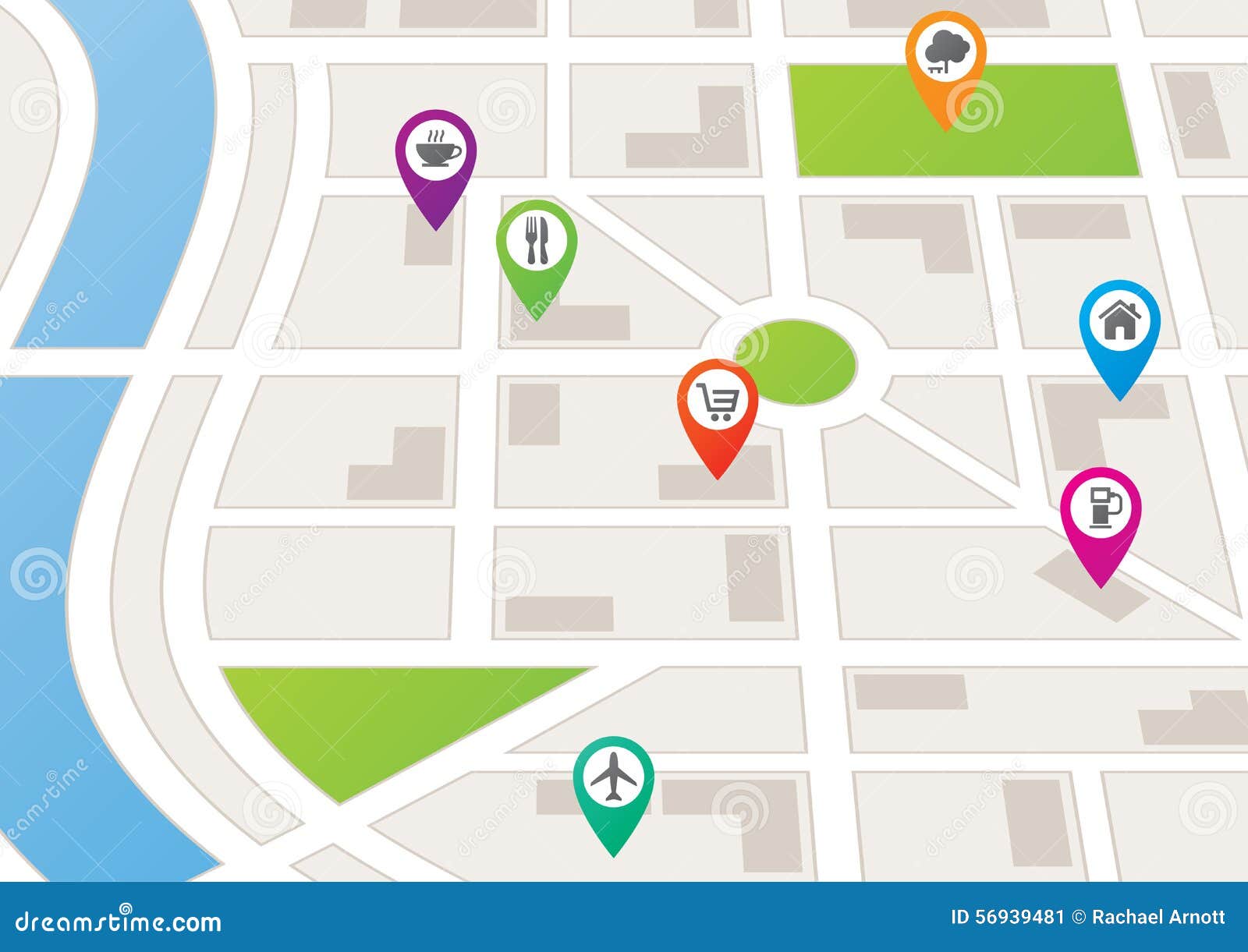 Mapa da cidade ilustração do vetor. Ilustração de pino - 56939481