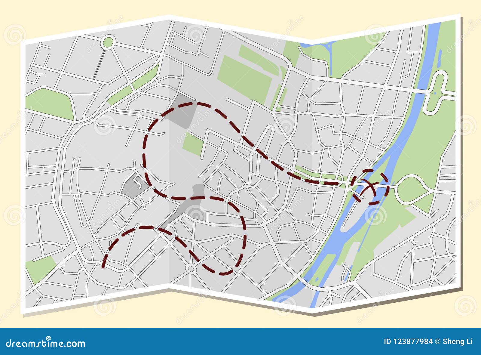Mapa Da Cidade Com Orientação Da Rota Ilustração do Vetor - Ilustração ...