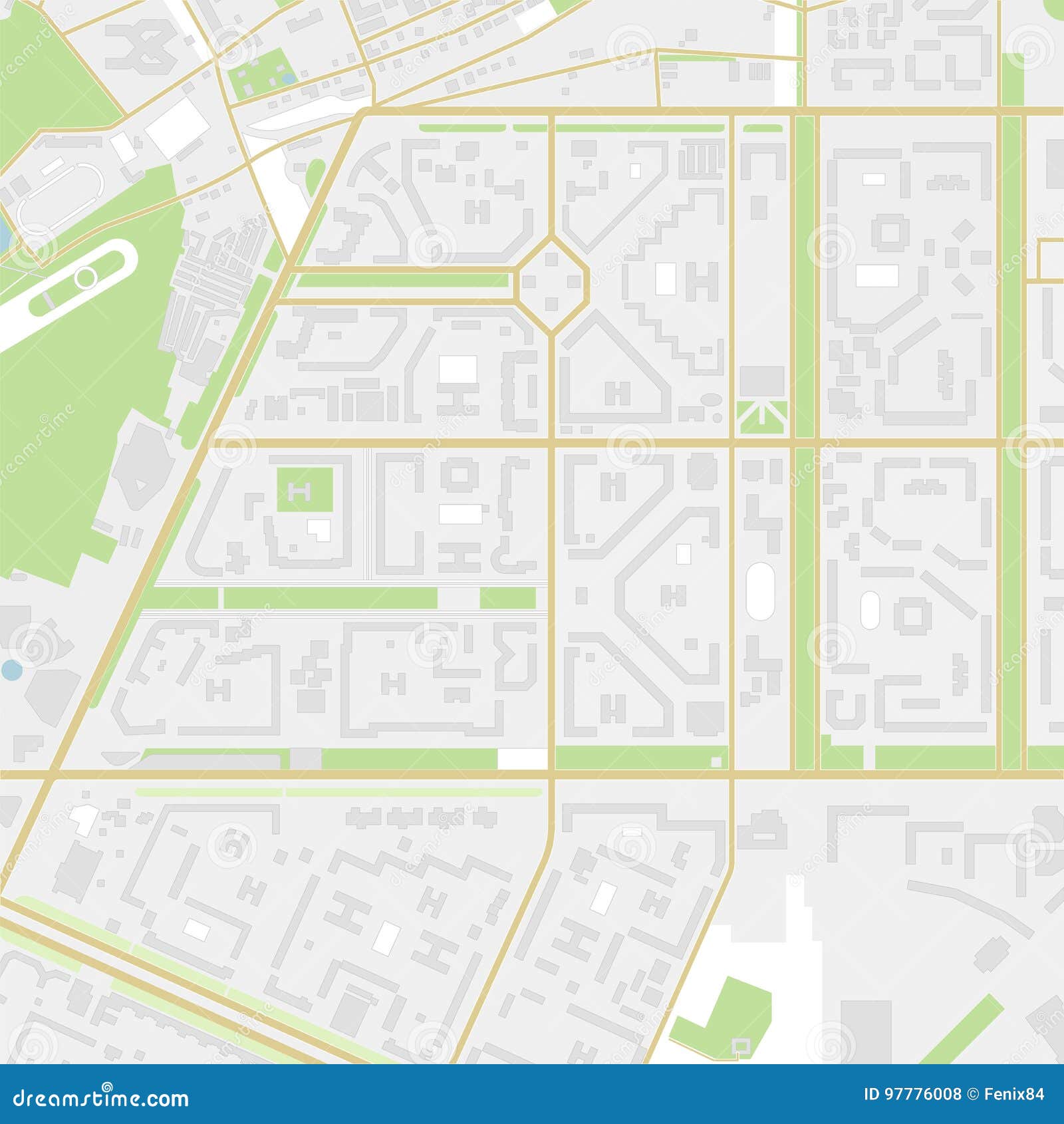 Mapa Da Cidade Com Ruas, Estradas, Casas E Parques Vetor Ilustração do ...