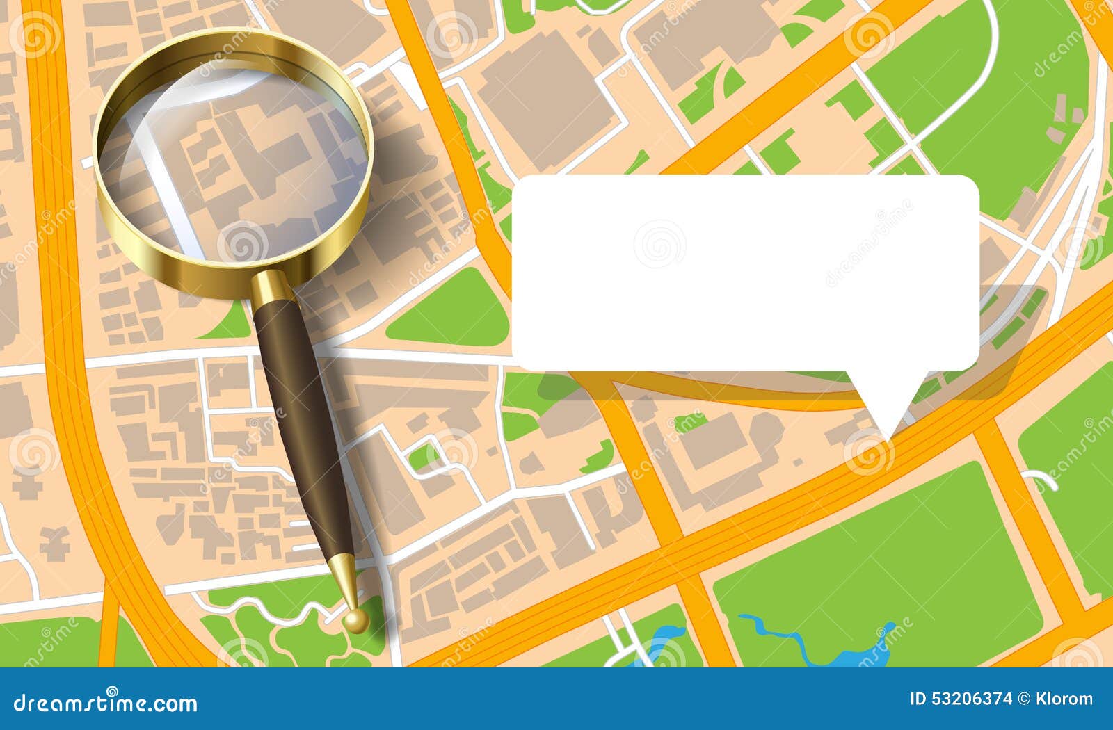 Mapa Da Cidade Com Uma Lupa Ilustração do Vetor - Ilustração de fundo ...
