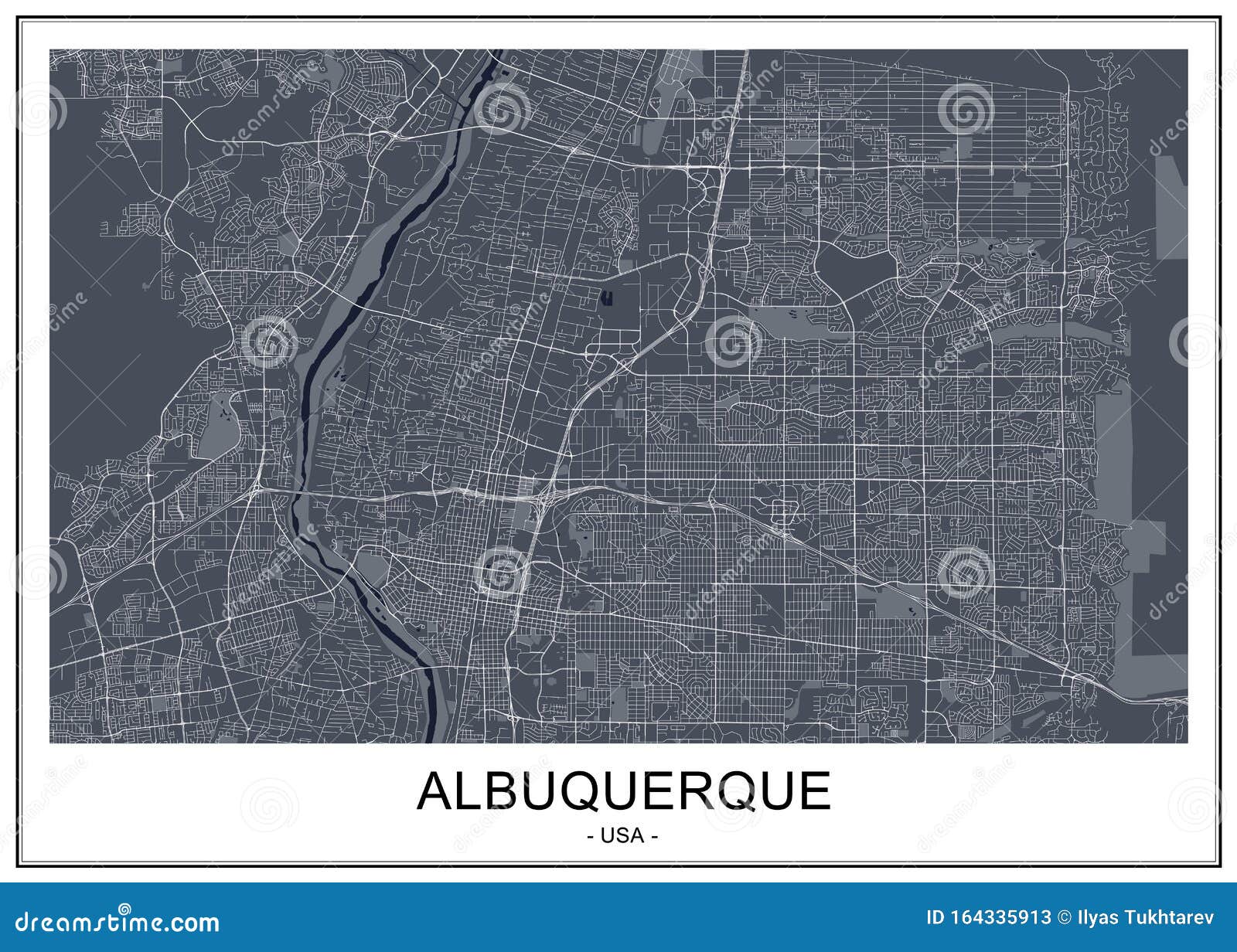Mapa Da Cidade De Albuquerque, EUA Ilustração Stock - Ilustração de ...