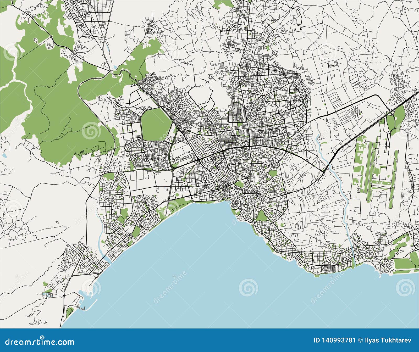 Mapa Da Cidade De Antalya, Turquia Ilustração Stock - Ilustração de ...