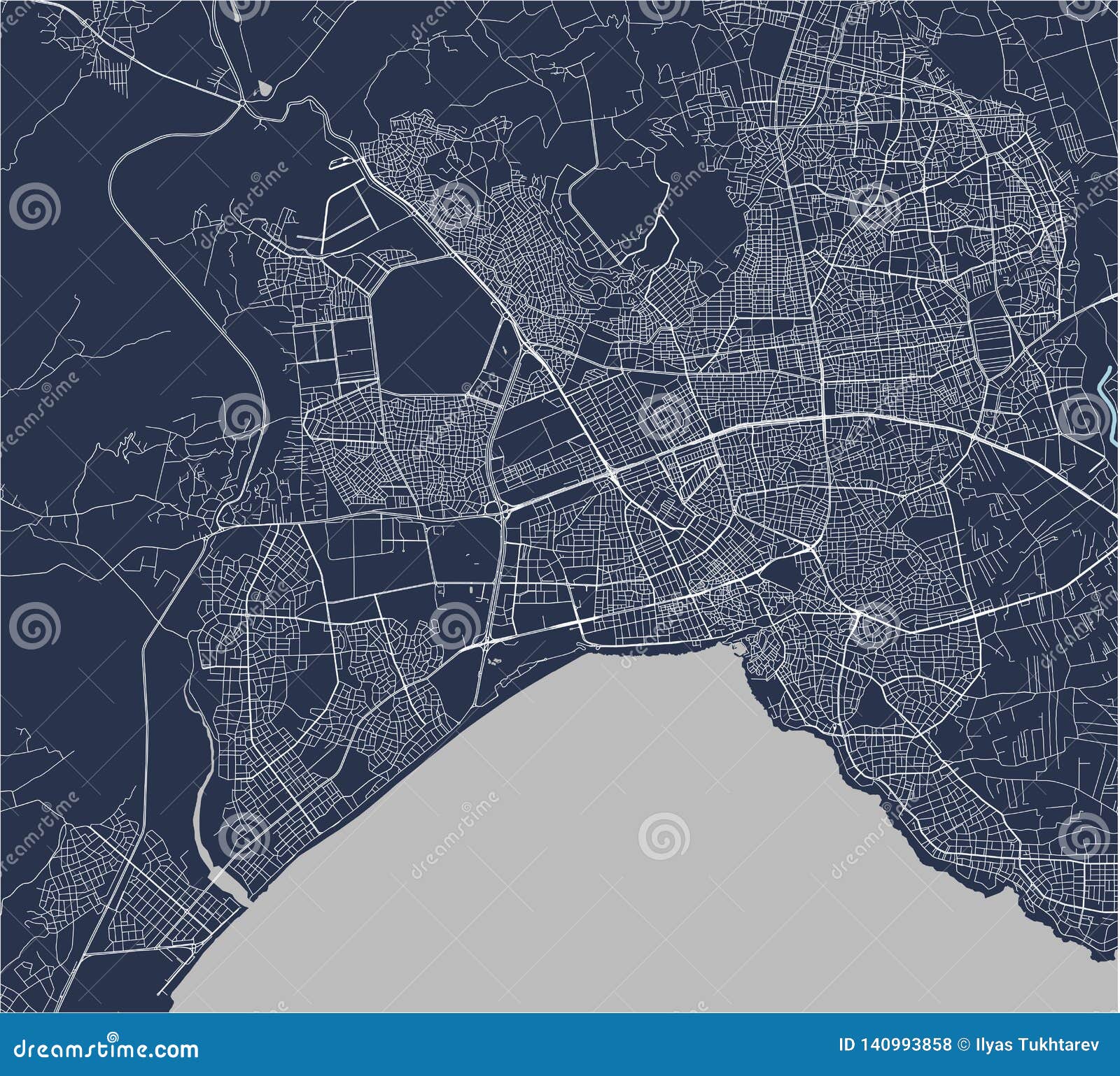 Mapa Da Cidade De Antalya, Turquia Ilustração Stock - Ilustração de ...