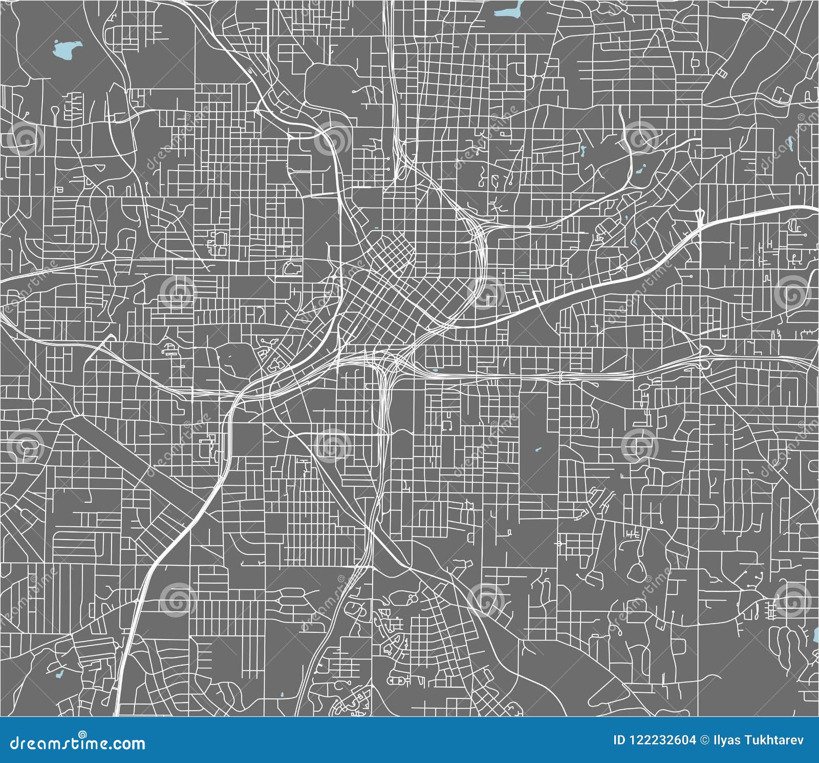 Mapa Da Cidade De Atlanta, EUA Ilustração Stock - Ilustração de mapa ...