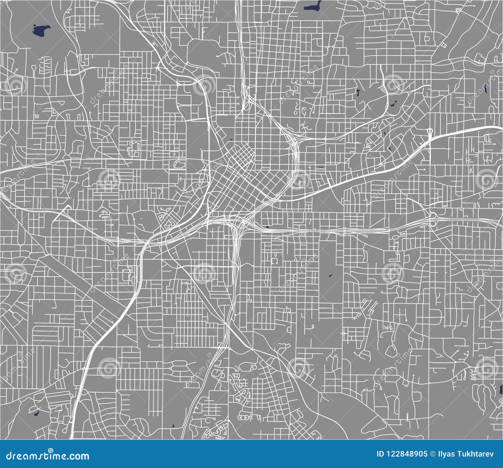 Mapa Da Cidade De Atlanta, EUA Ilustração do Vetor - Ilustração de ...