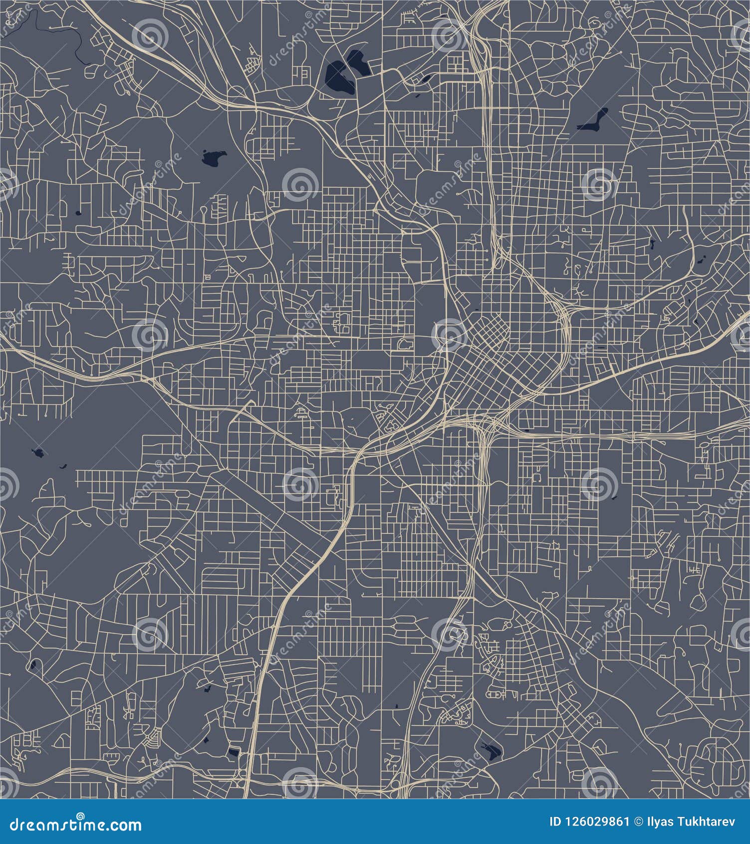 Mapa Da Cidade De Atlanta, EUA Ilustração Stock - Ilustração de cidade ...