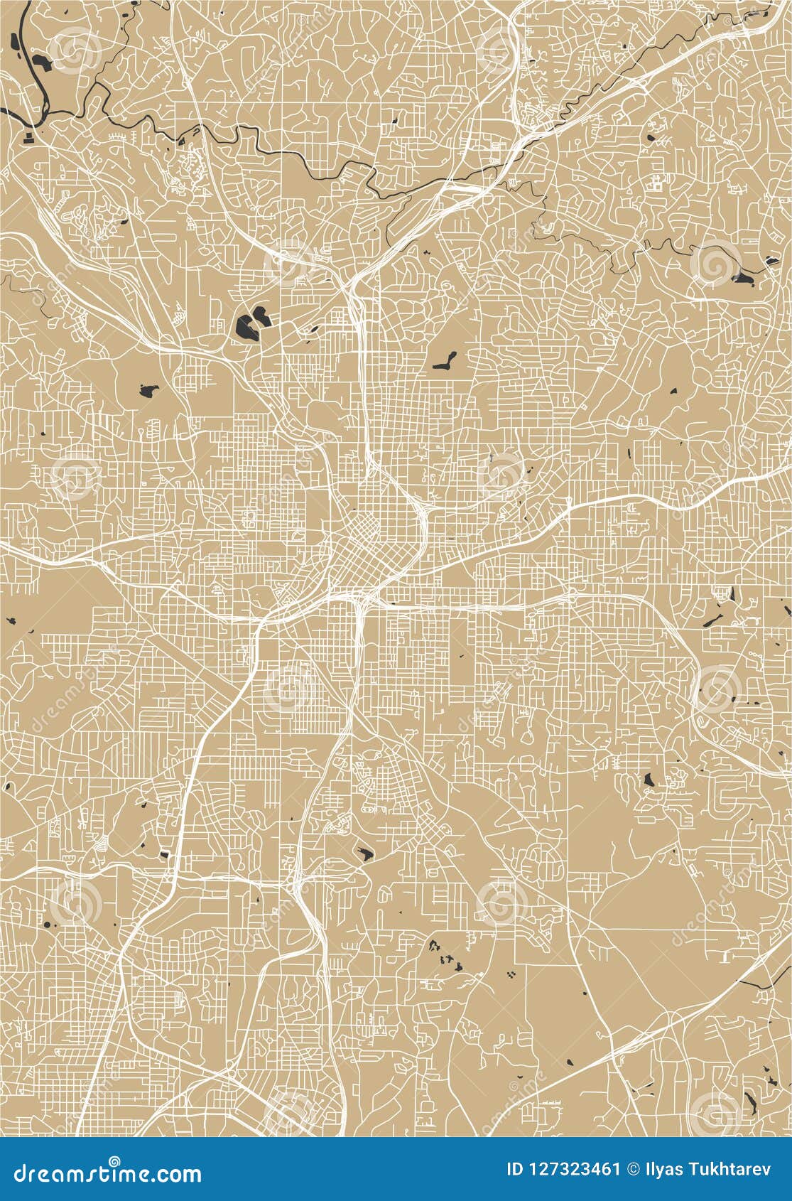 Mapa Da Cidade De Atlanta, EUA Imagem de Stock - Imagem de longo ...