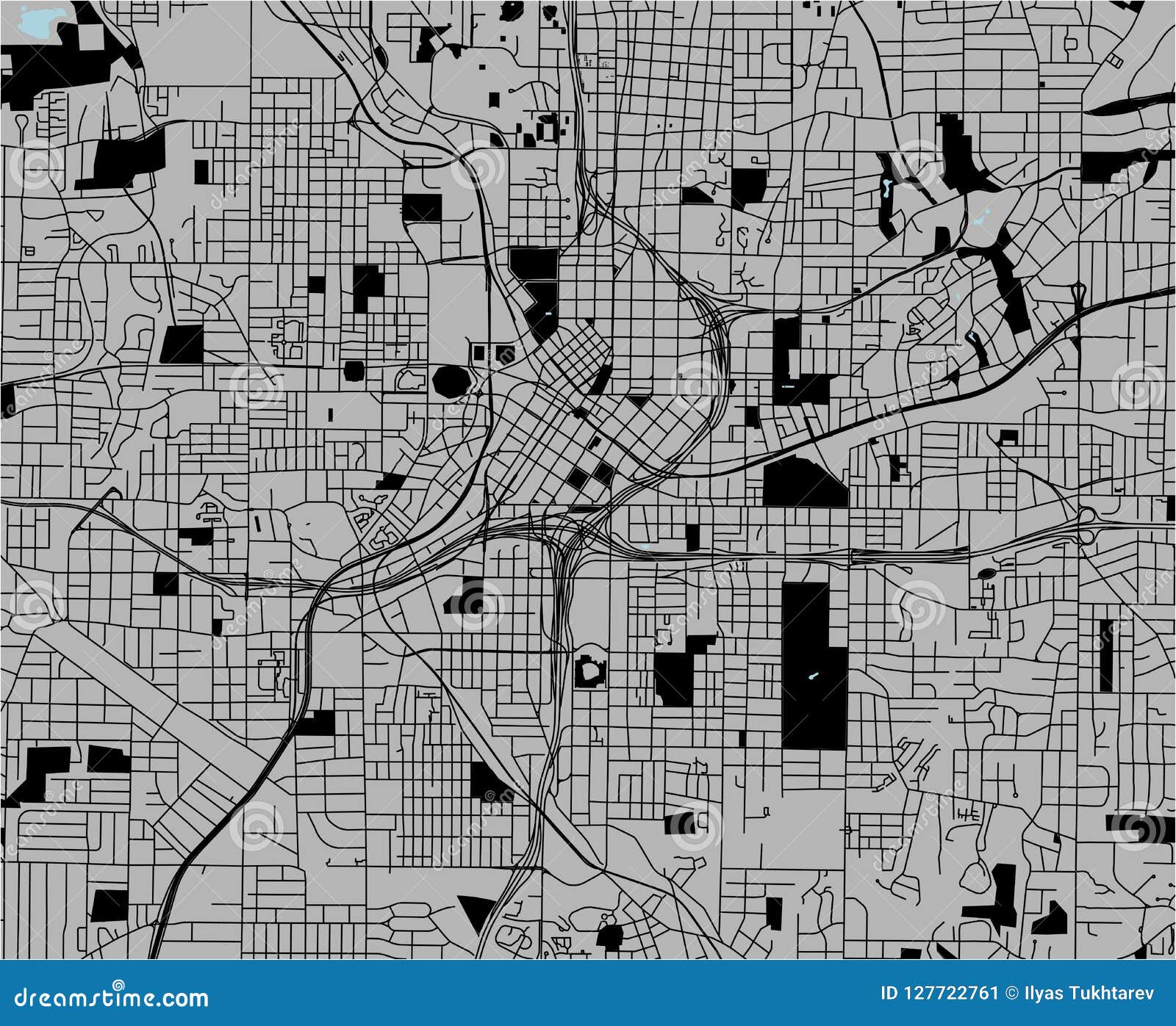 Mapa Da Cidade De Atlanta, EUA Ilustração Stock - Ilustração de estrada ...