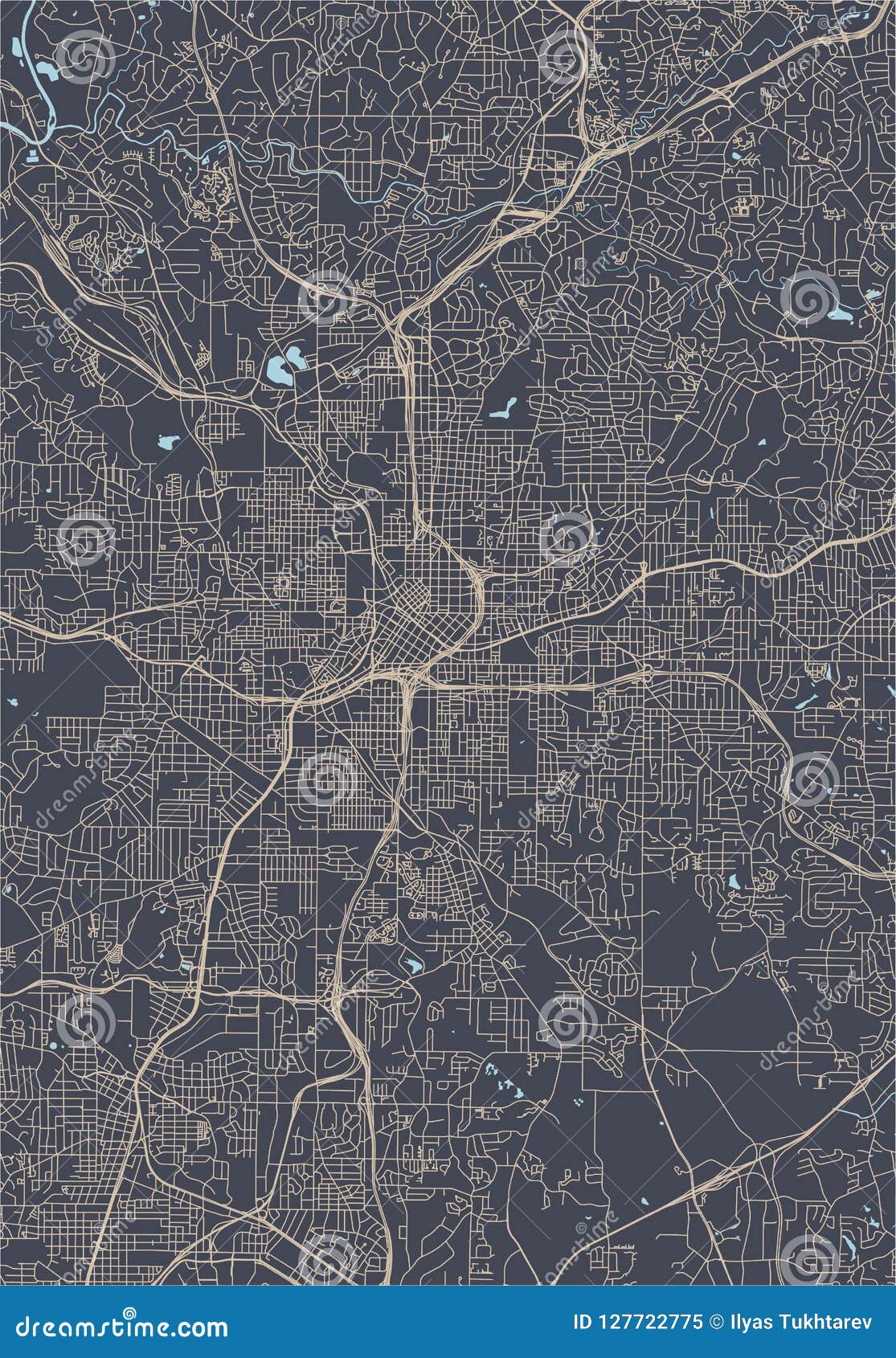 Mapa Da Cidade De Atlanta, EUA Ilustração Stock - Ilustração de estrada ...