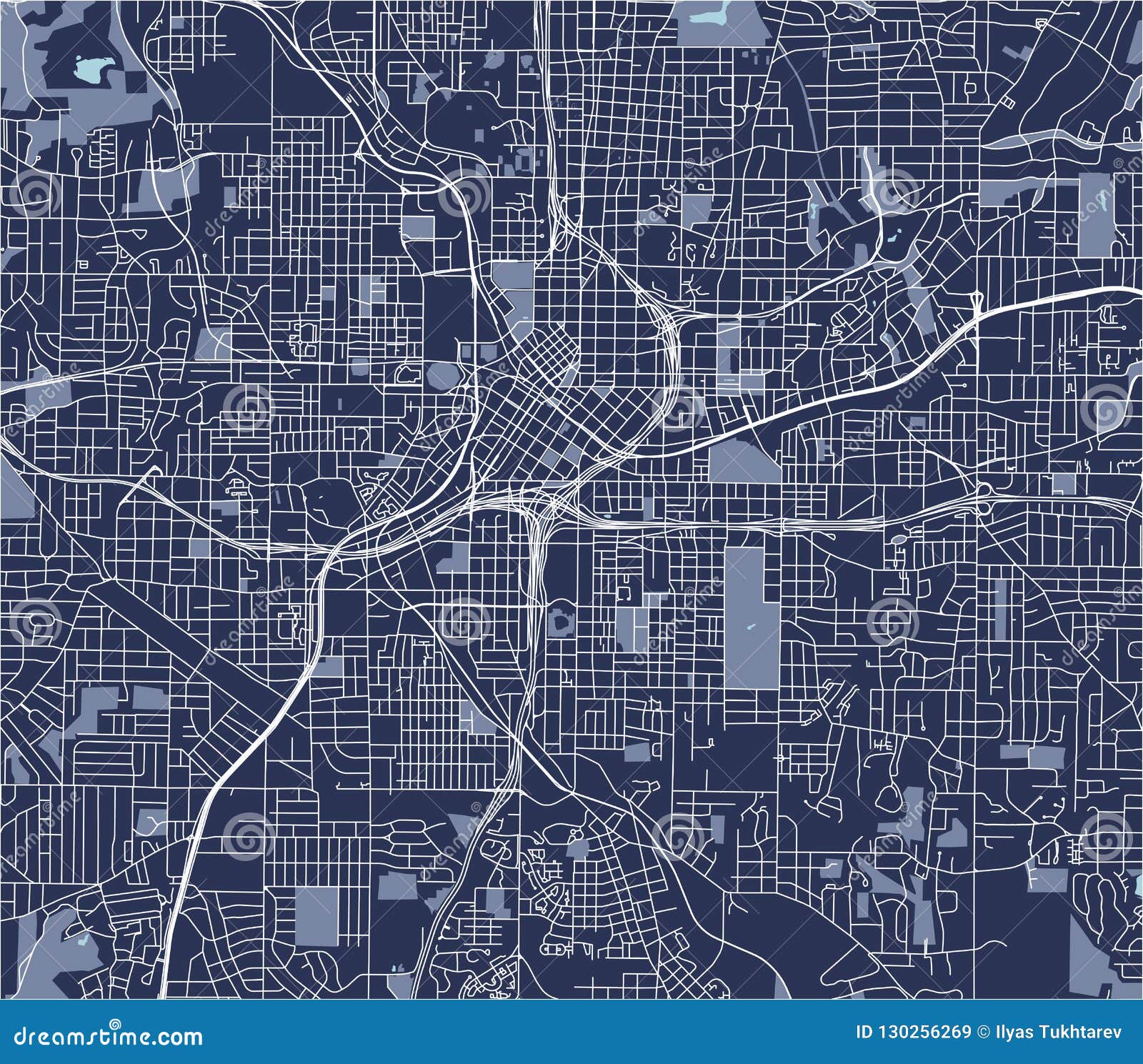 Mapa Da Cidade De Atlanta, EUA Ilustração Stock - Ilustração de ...