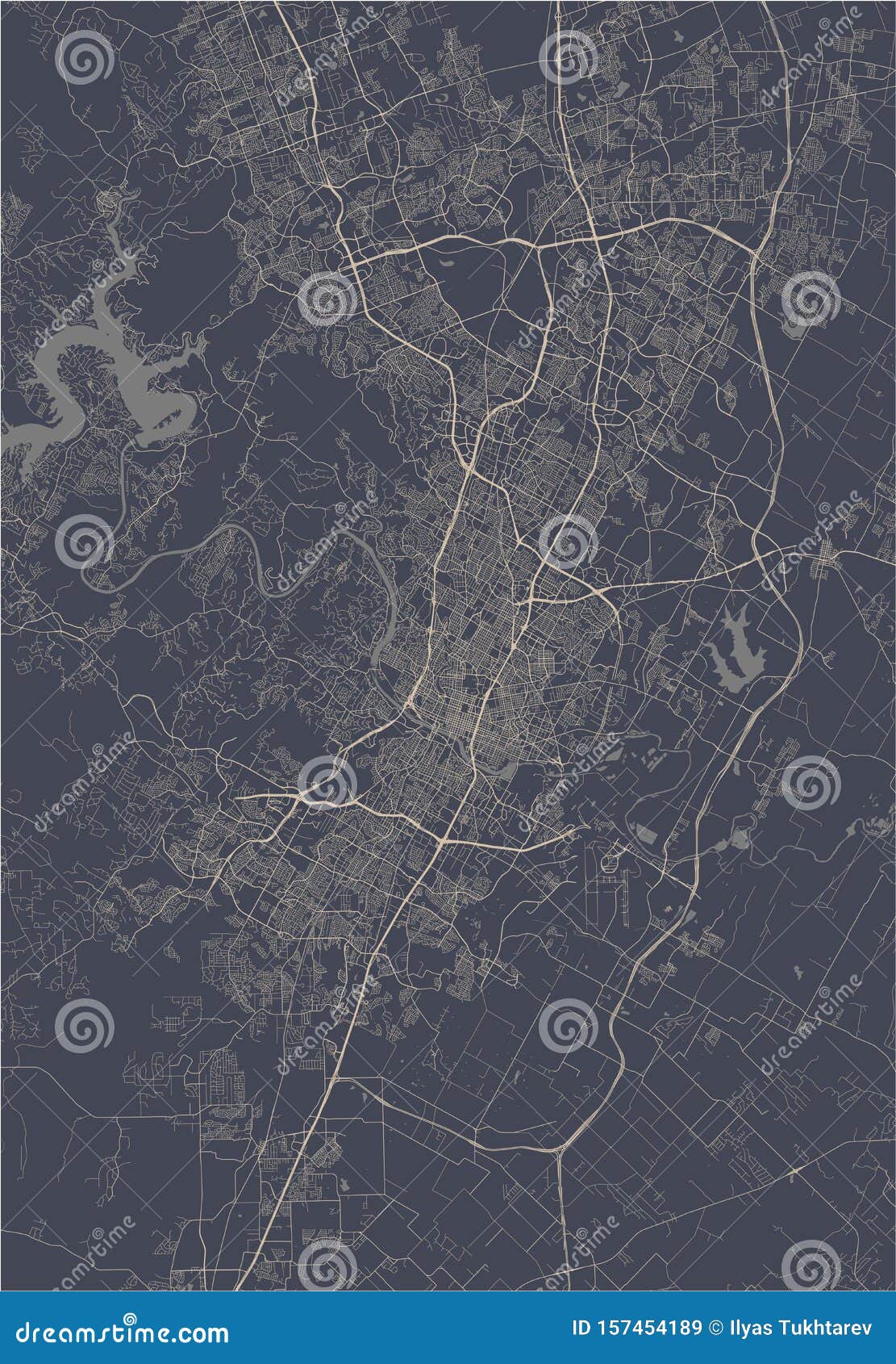 Mapa Da Cidade De Austin, Texas, EUA Ilustração Stock - Ilustração de ...