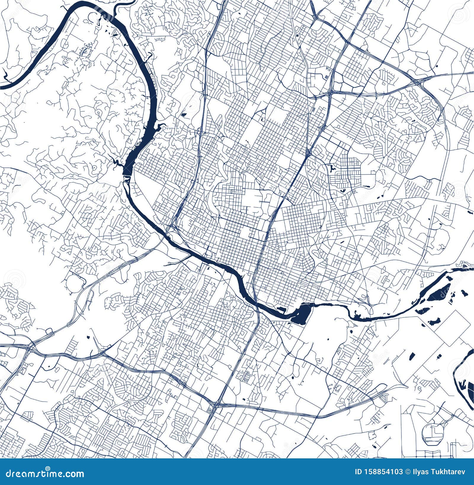 Mapa Da Cidade De Austin, Texas, EUA Ilustração Stock - Ilustração de ...