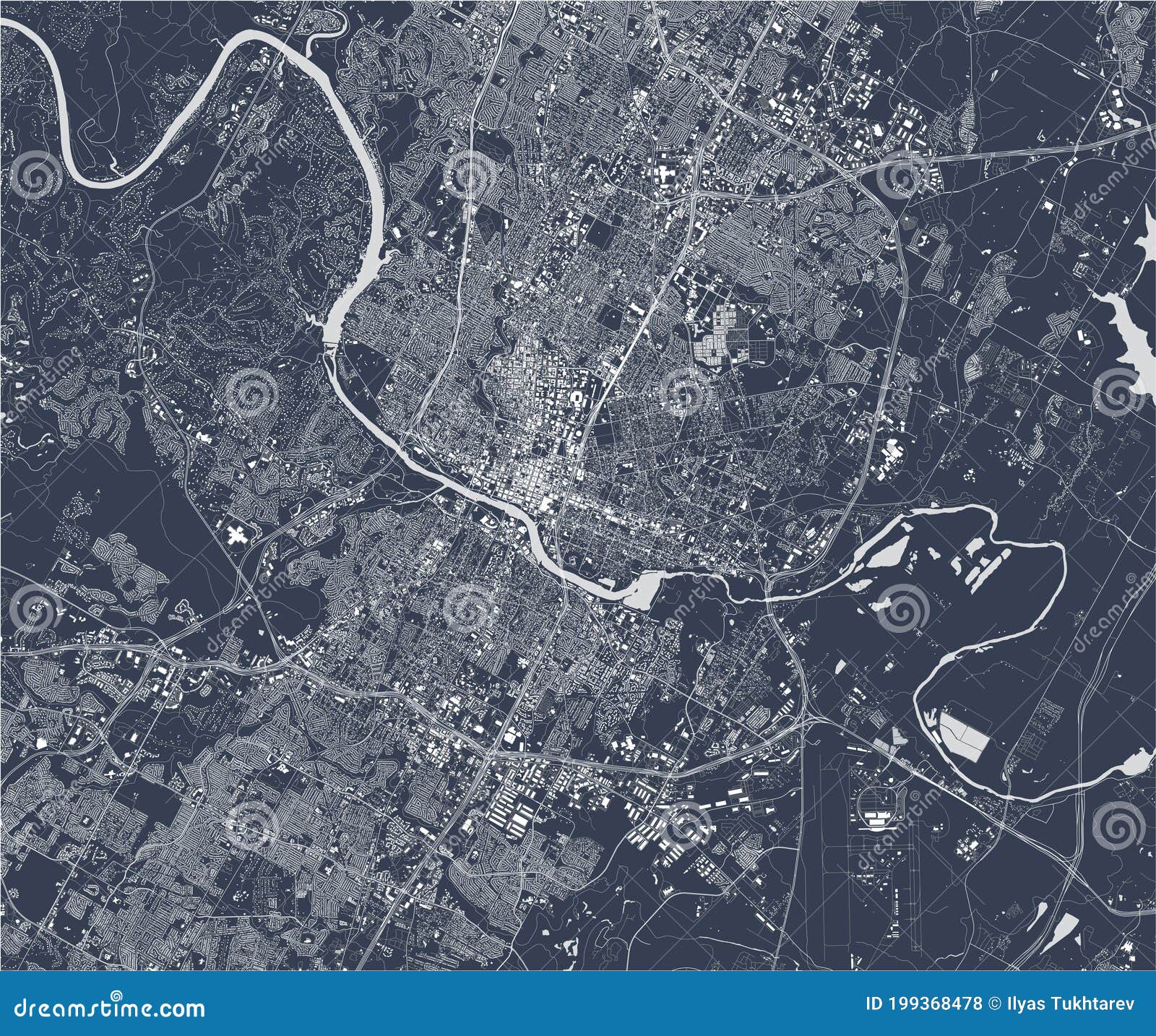Mapa Da Cidade De Austin, Texas, EUA Ilustração do Vetor - Ilustração ...