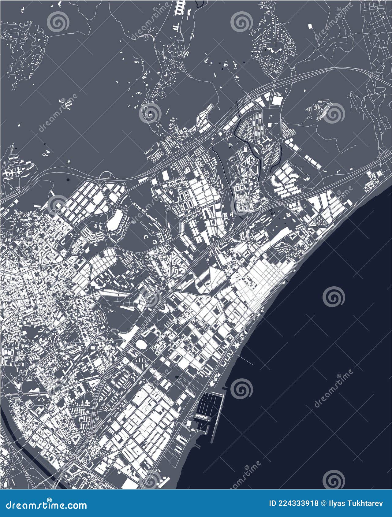 Mapa Da Cidade De Badalona Espanha Ilustração do Vetor - Ilustração de ...