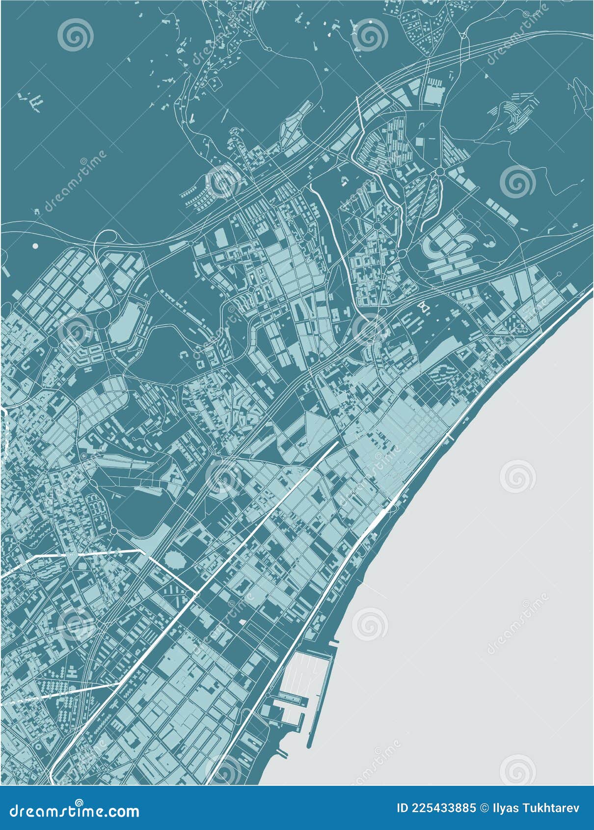 Mapa Da Cidade De Badalona Espanha Ilustração do Vetor - Ilustração de ...