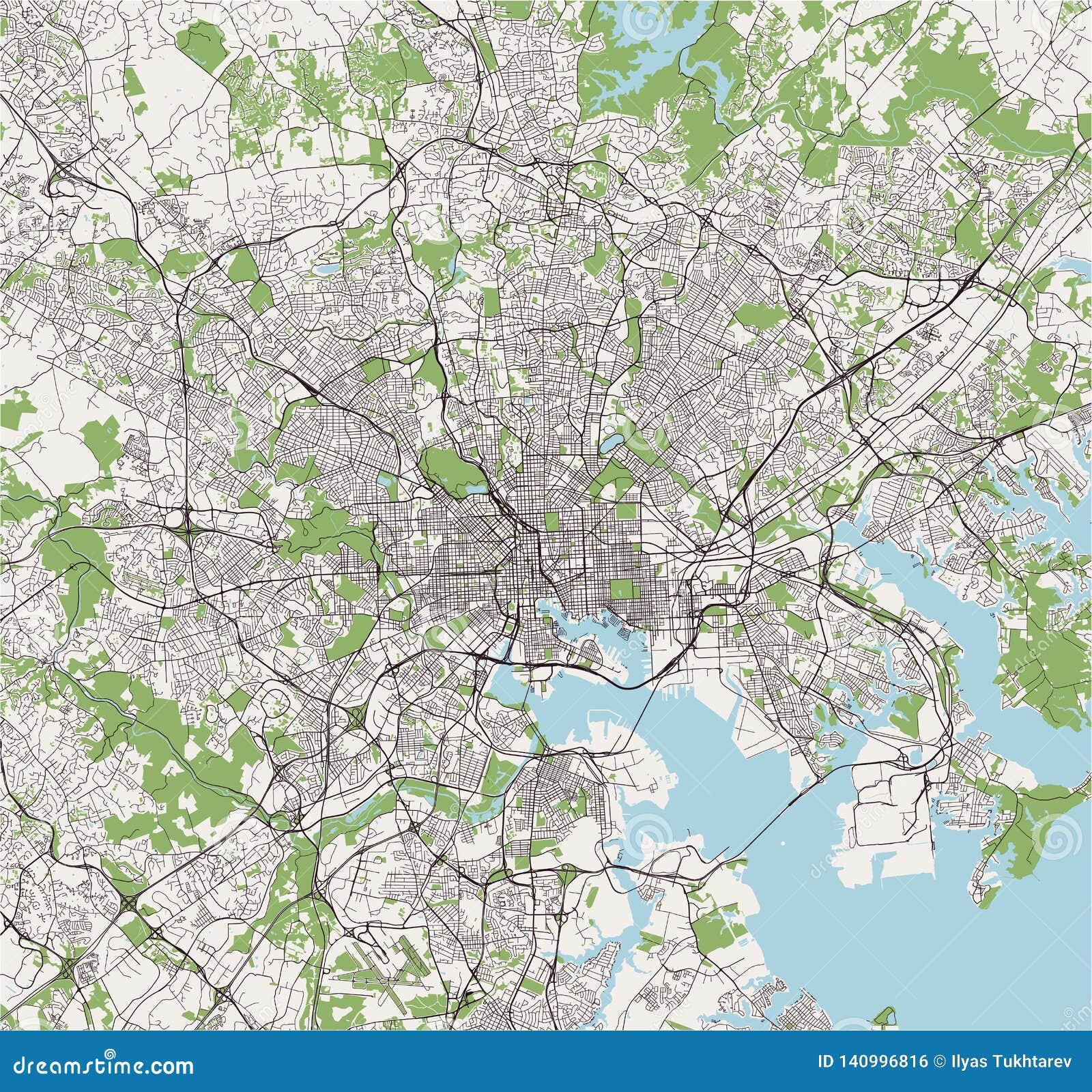 Mapa Da Cidade De Baltimore, Maryland, EUA Ilustração Stock ...