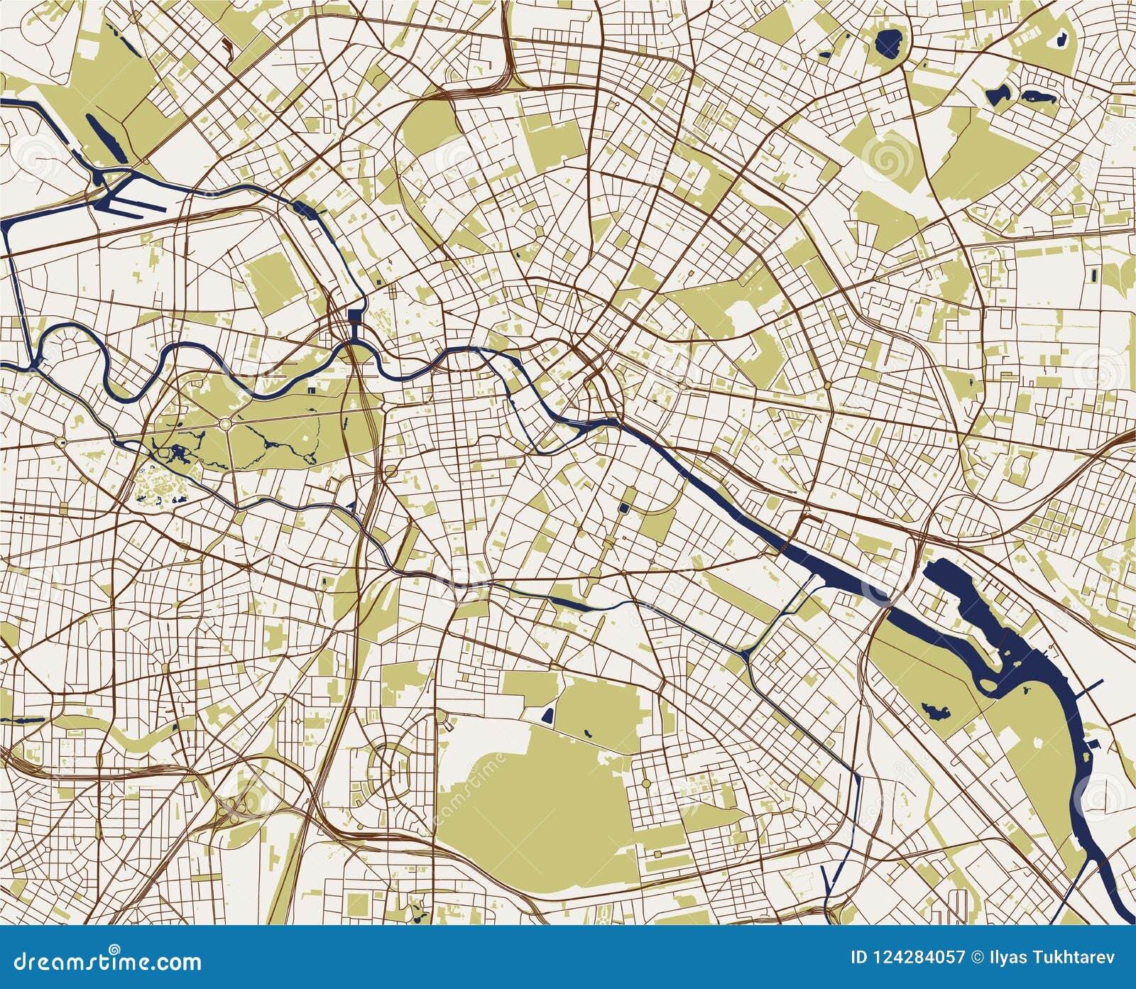 Mapa Da Cidade De Berlim, Alemanha Ilustração Stock - Ilustração de ...