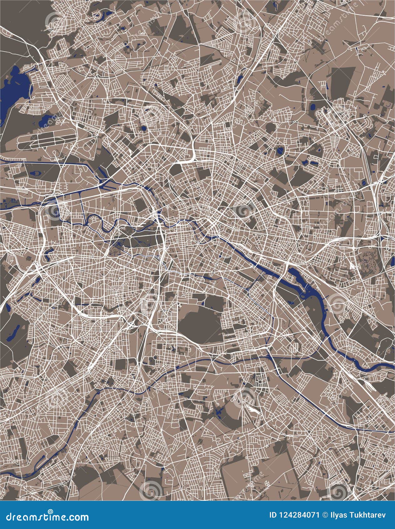 Mapa Da Cidade De Berlim, Alemanha Ilustração Stock - Ilustração de ...