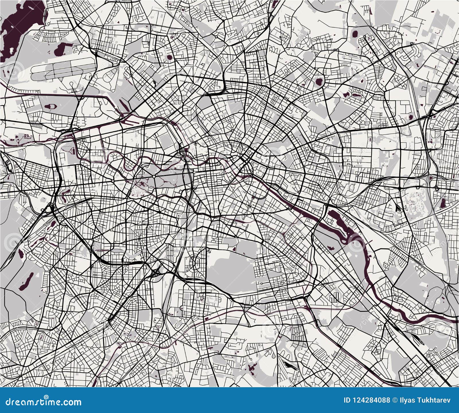 Mapa Da Cidade De Berlim, Alemanha Ilustração Stock - Ilustração de ...