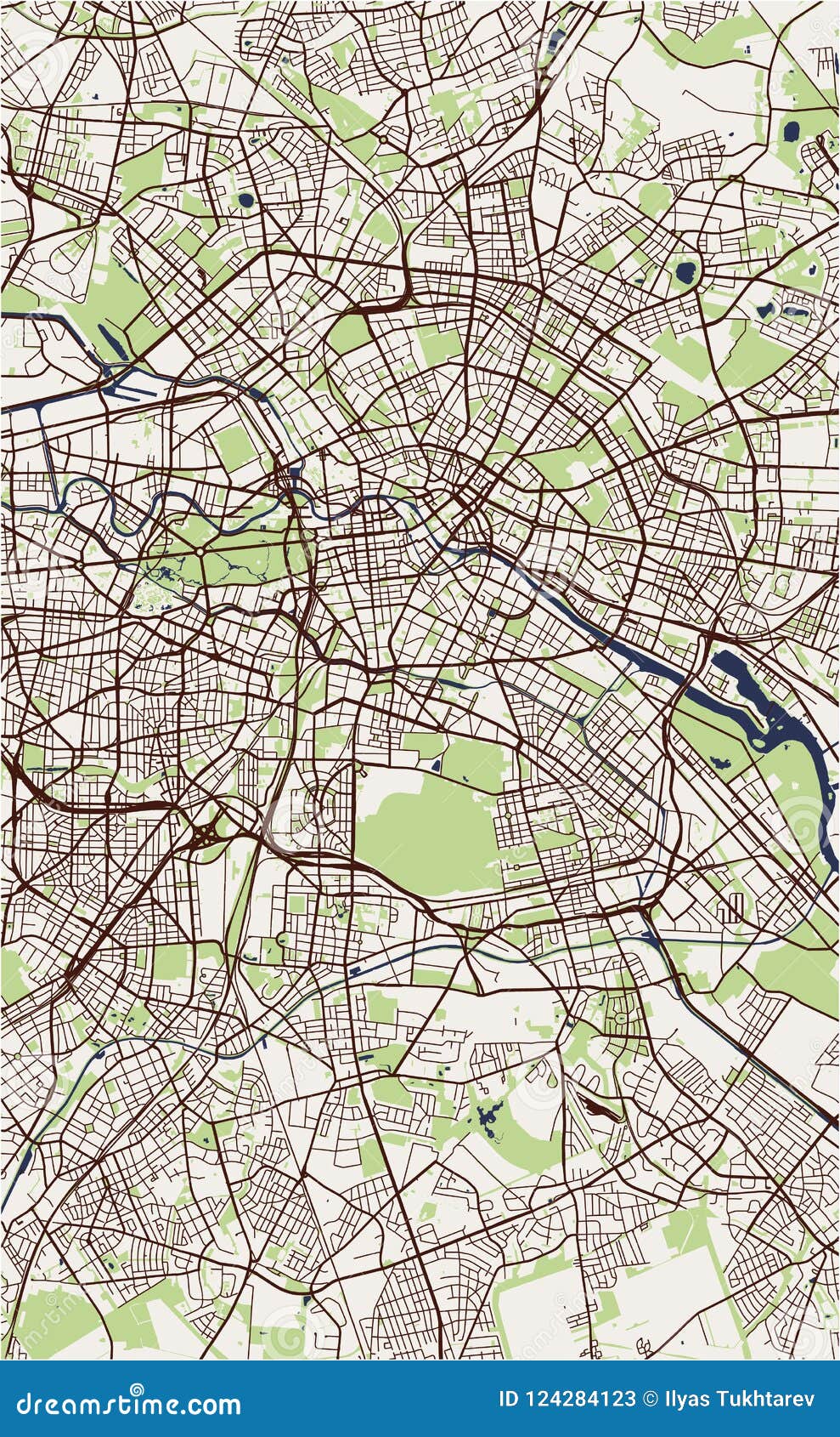 Mapa Da Cidade De Berlim, Alemanha Ilustração Stock - Ilustração de ...