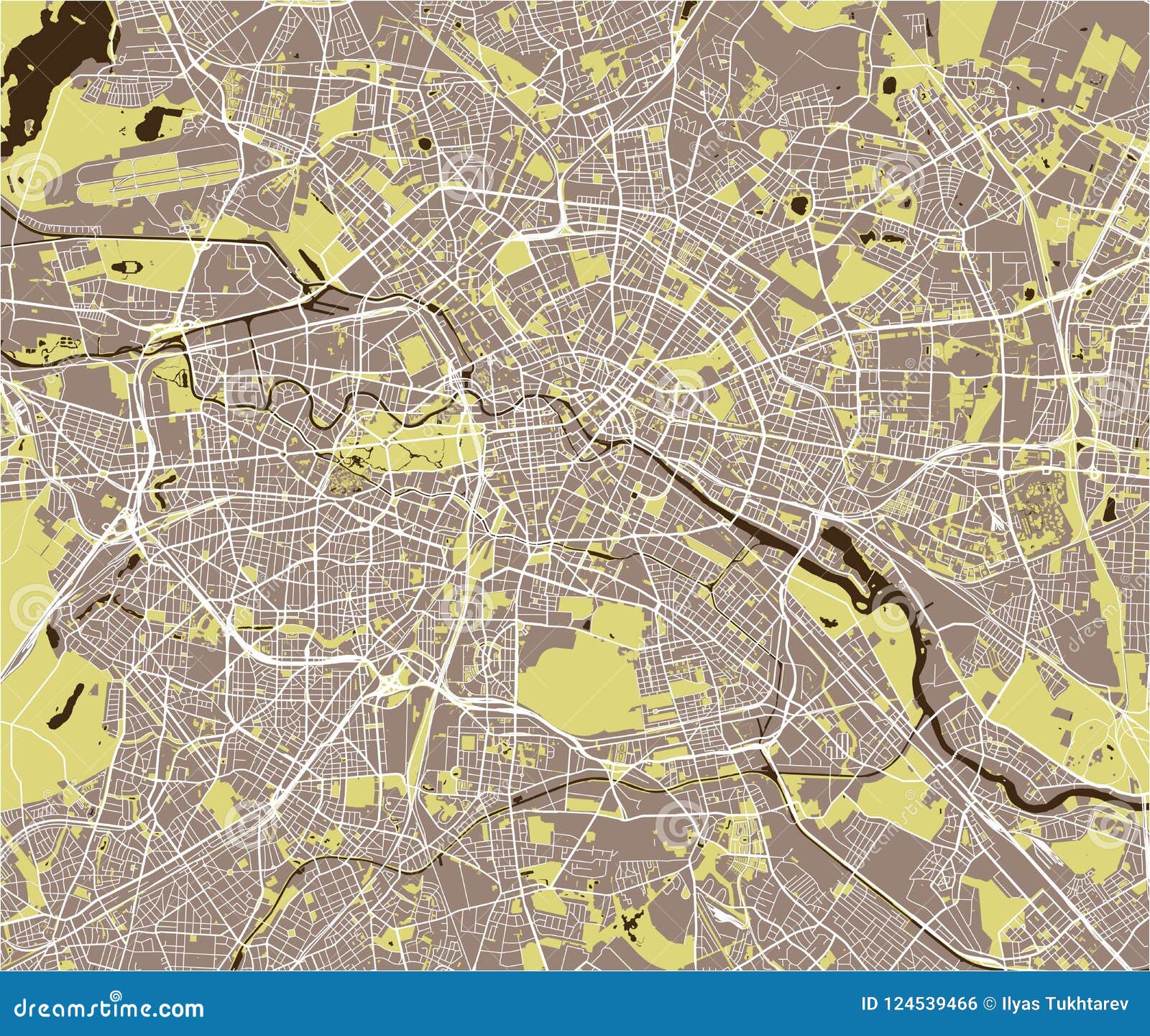 Mapa Da Cidade De Berlim, Alemanha Ilustração Stock - Ilustração de ...