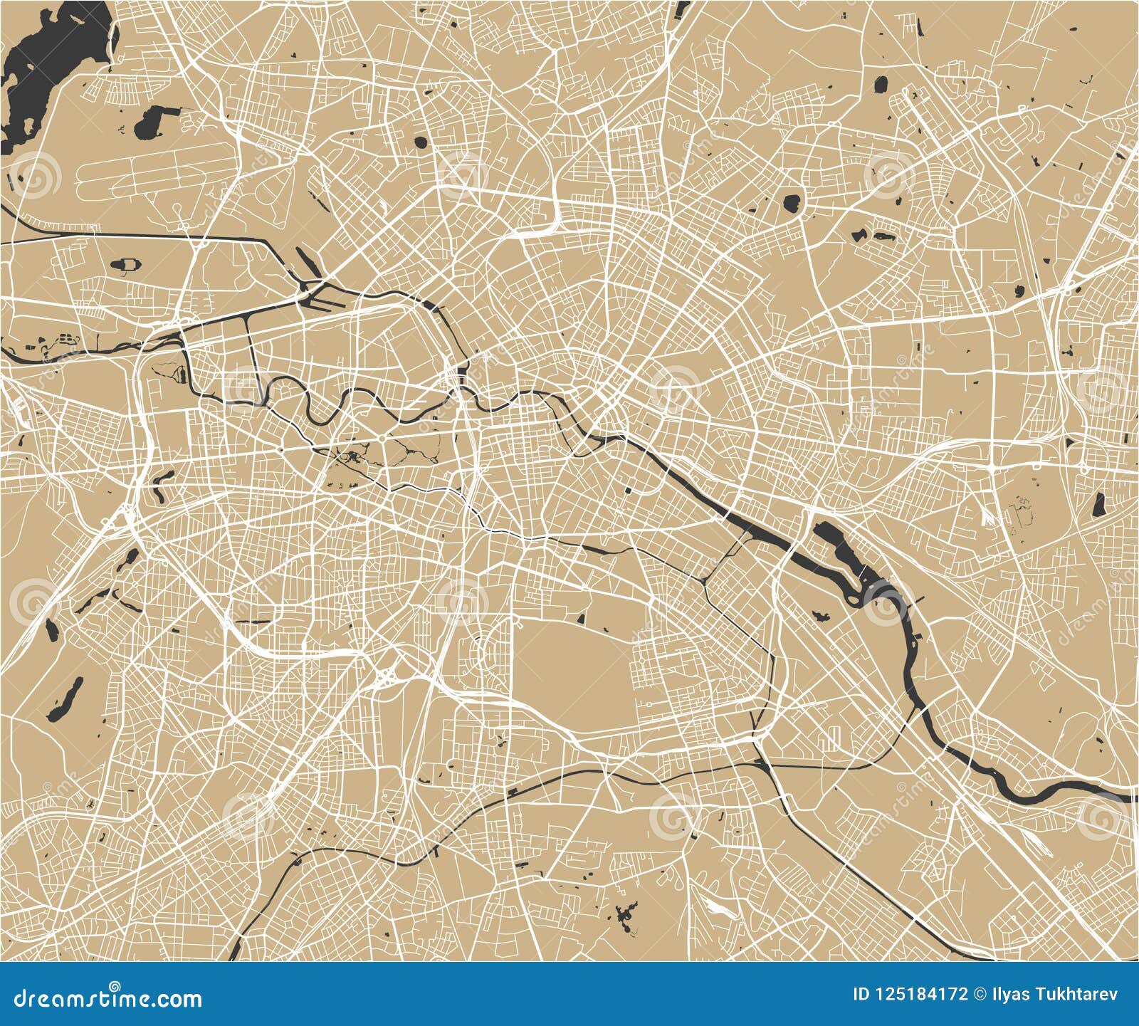 Mapa Da Cidade De Berlim, Alemanha Ilustração do Vetor - Ilustração de ...