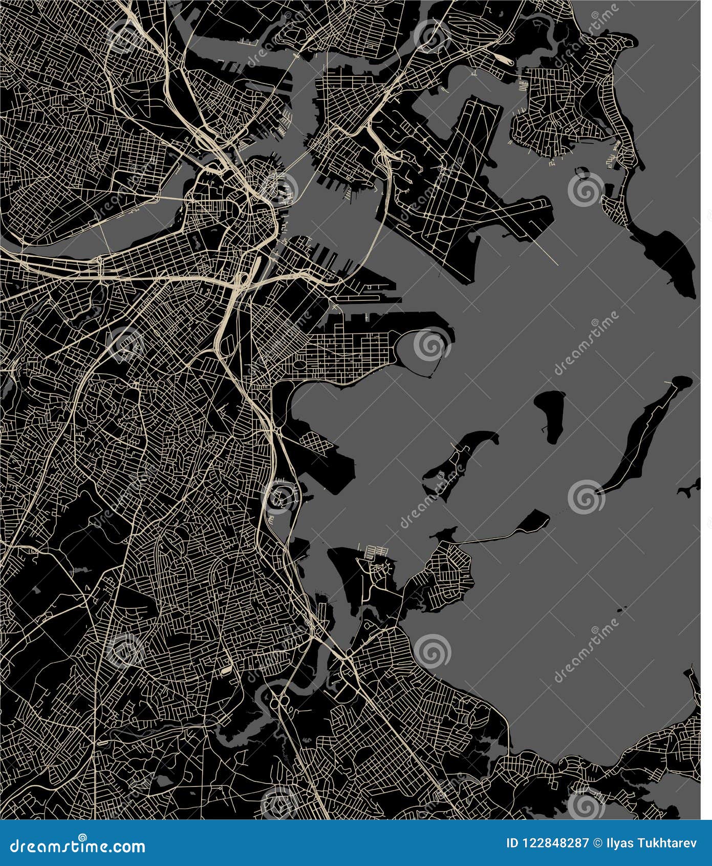 Mapa Da Cidade De Boston, EUA Ilustração do Vetor - Ilustração de ...