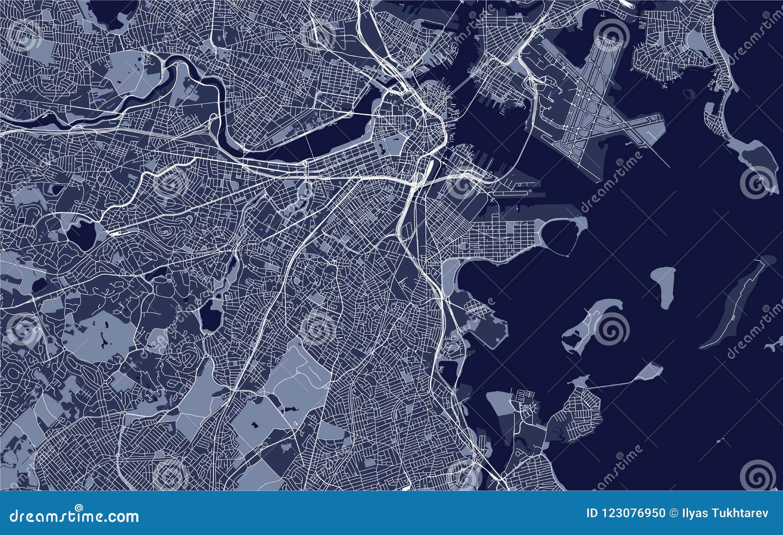 Mapa Da Cidade De Boston, EUA Ilustração Stock - Ilustração de praia ...