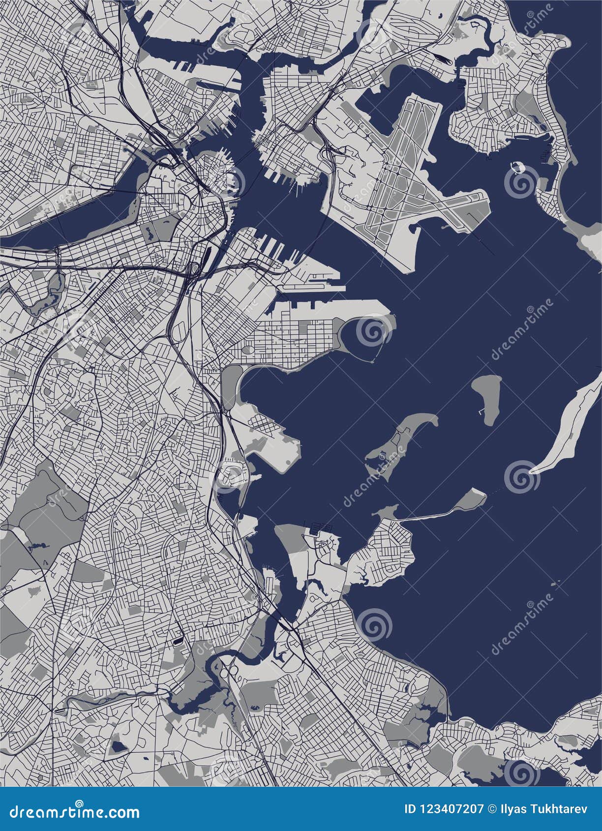 Mapa Da Cidade De Boston, EUA Ilustração Stock - Ilustração de ...