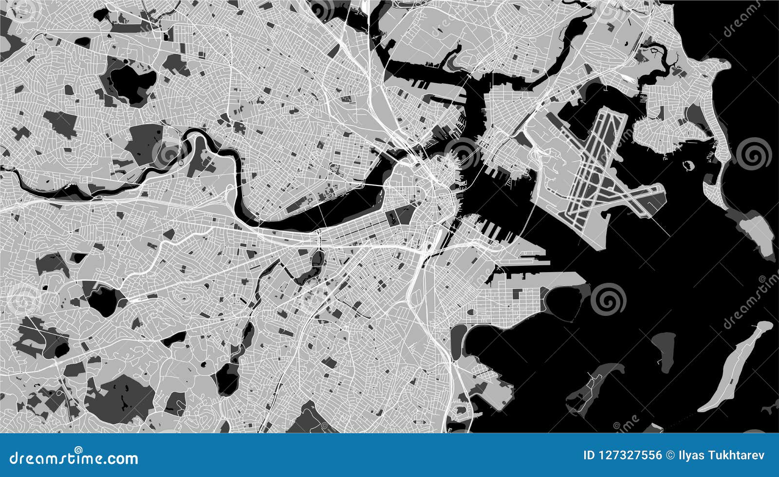 Mapa Da Cidade De Boston, EUA Ilustração Stock - Ilustração de mapa ...