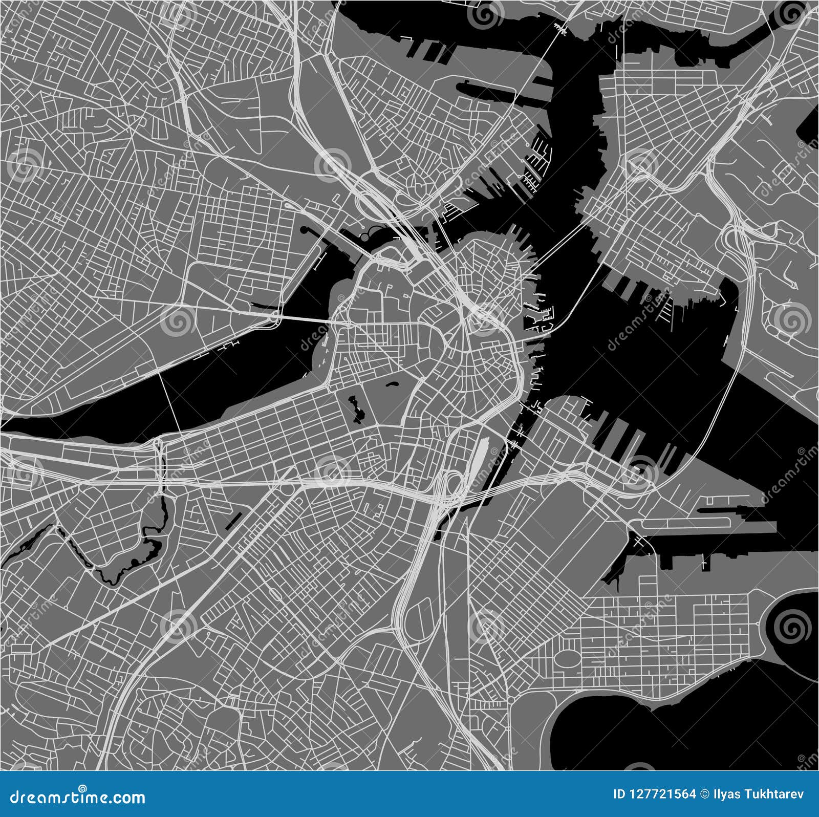 Mapa Da Cidade De Boston, EUA Ilustração Stock - Ilustração de mapa ...