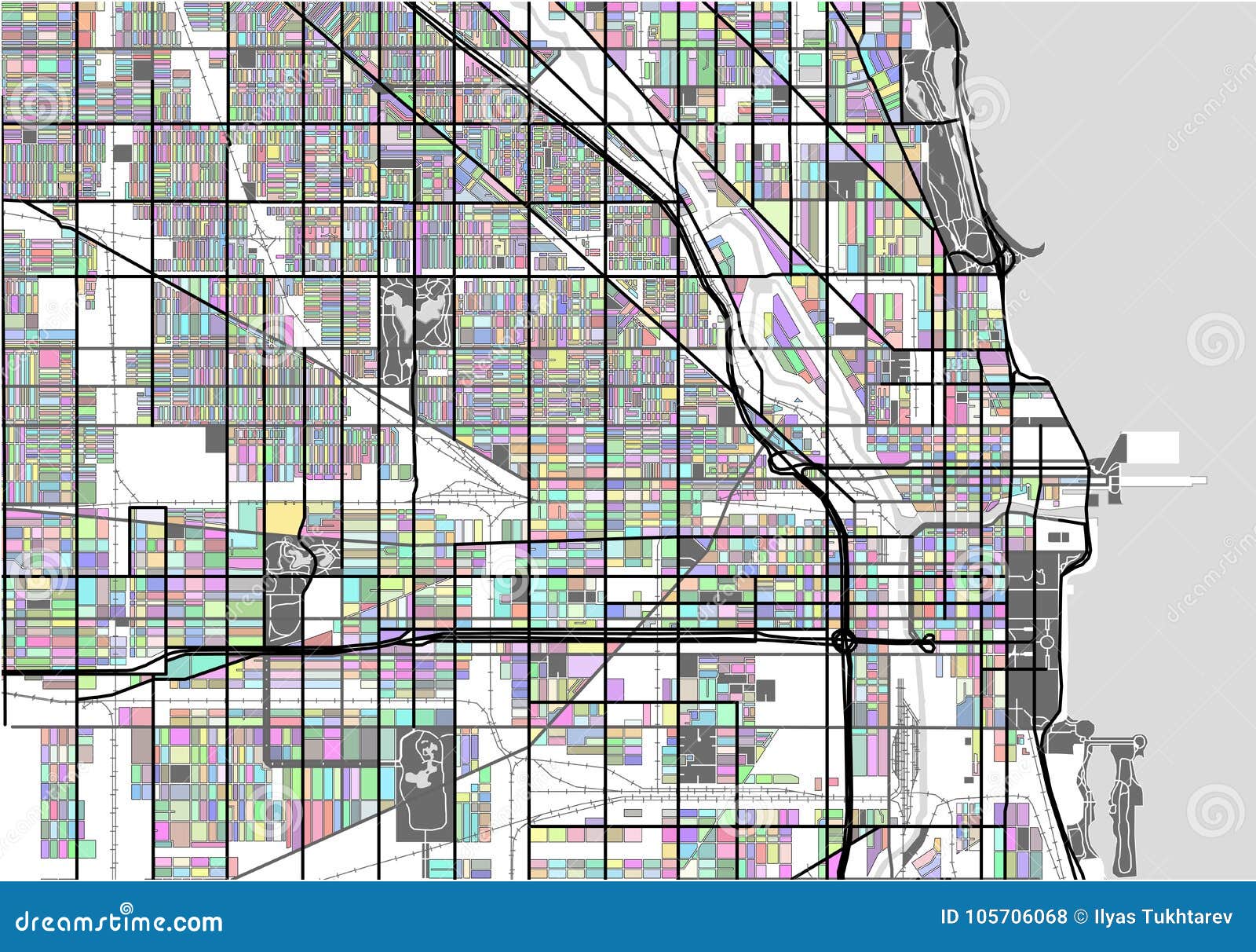 Mapa Da Cidade De Chicago, EUA Ilustração Stock - Ilustração de quarto ...