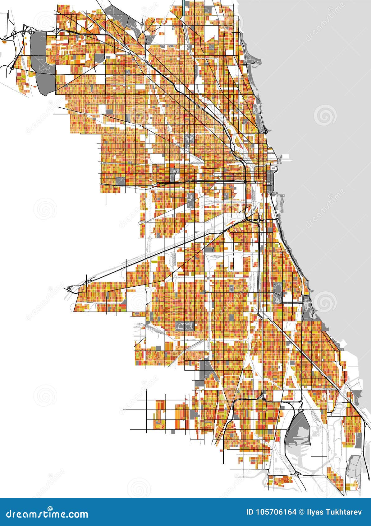 Mapa Da Cidade De Chicago, EUA Ilustração Stock - Ilustração de ...