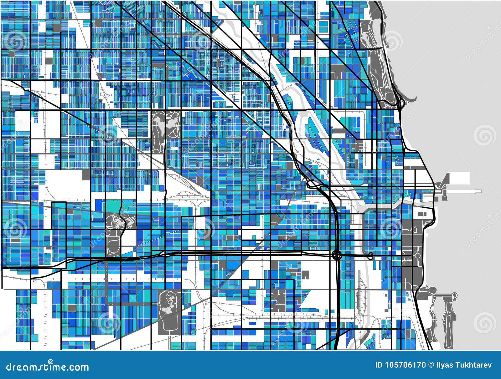 Mapa Da Cidade De Chicago, EUA Ilustração Stock - Ilustração de ...