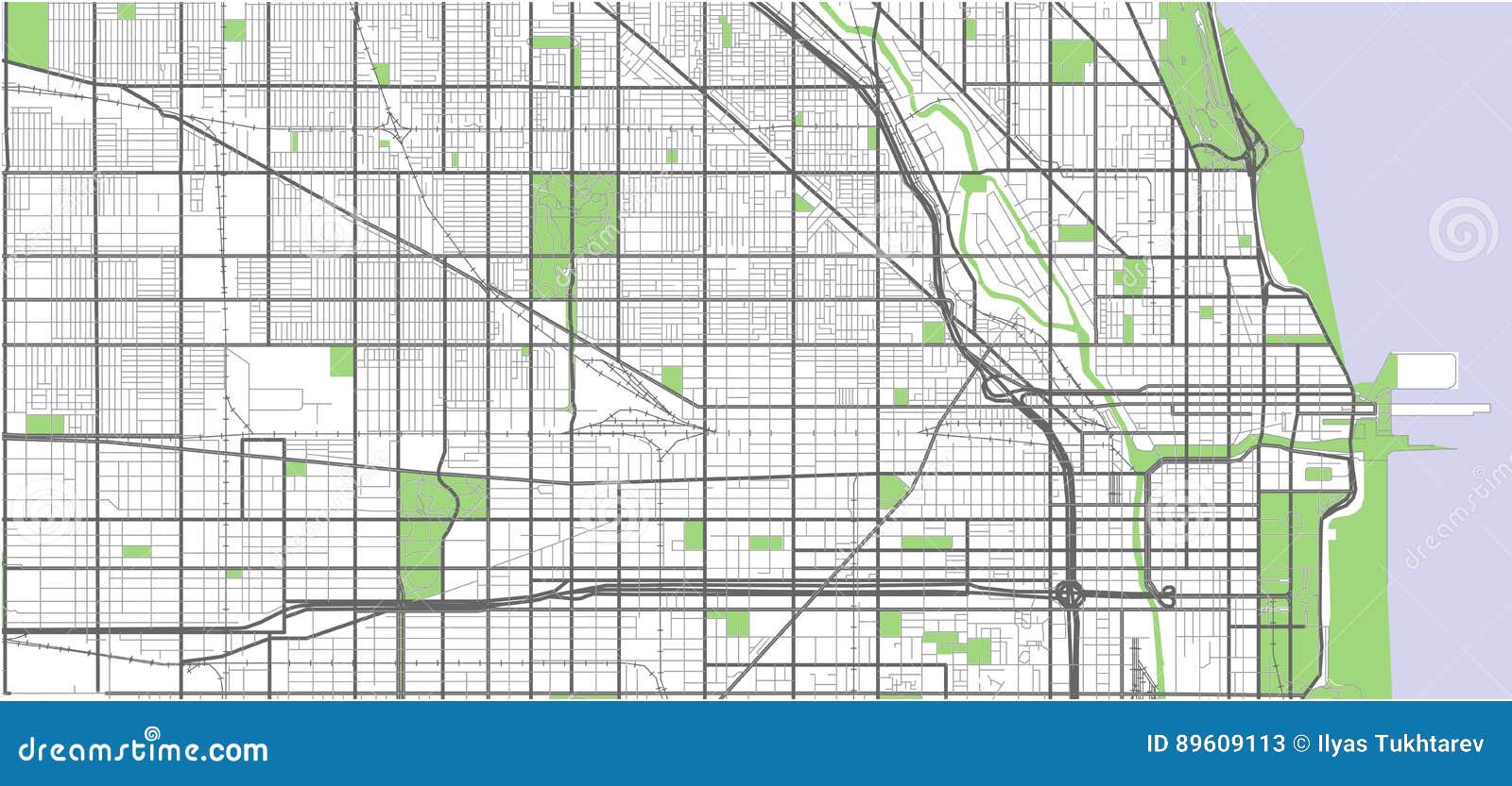 Mapa Da Cidade De Chicago, EUA Ilustração do Vetor - Ilustração de ...