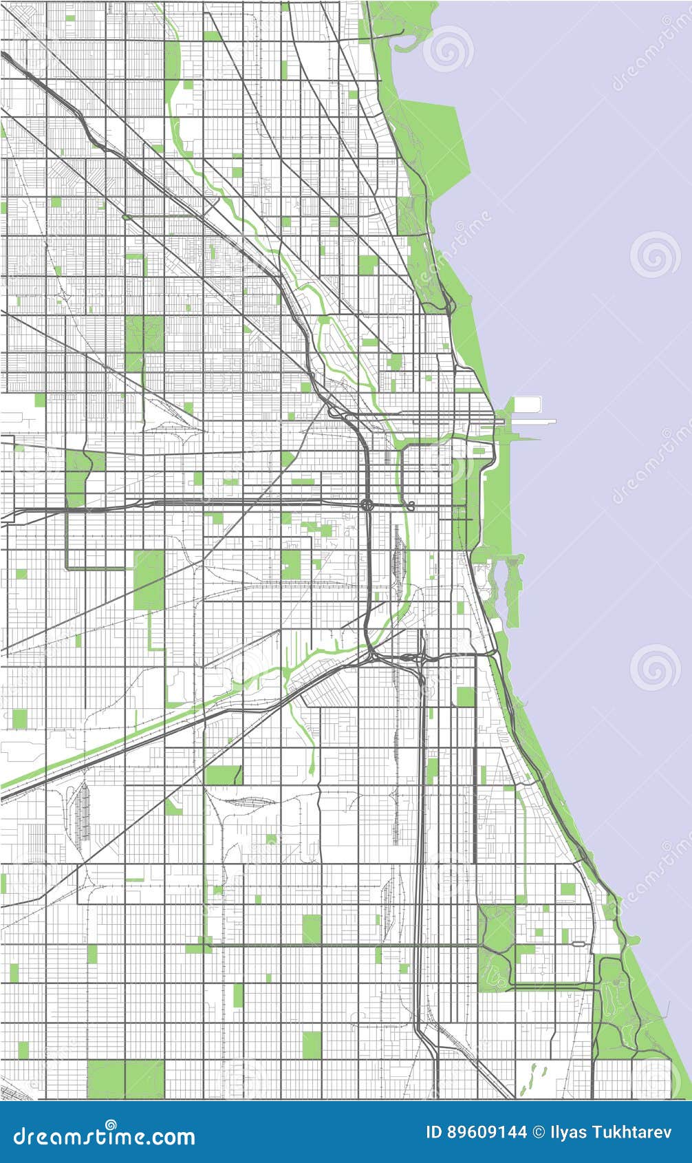 Mapa Da Cidade De Chicago, EUA Ilustração do Vetor - Ilustração de ...