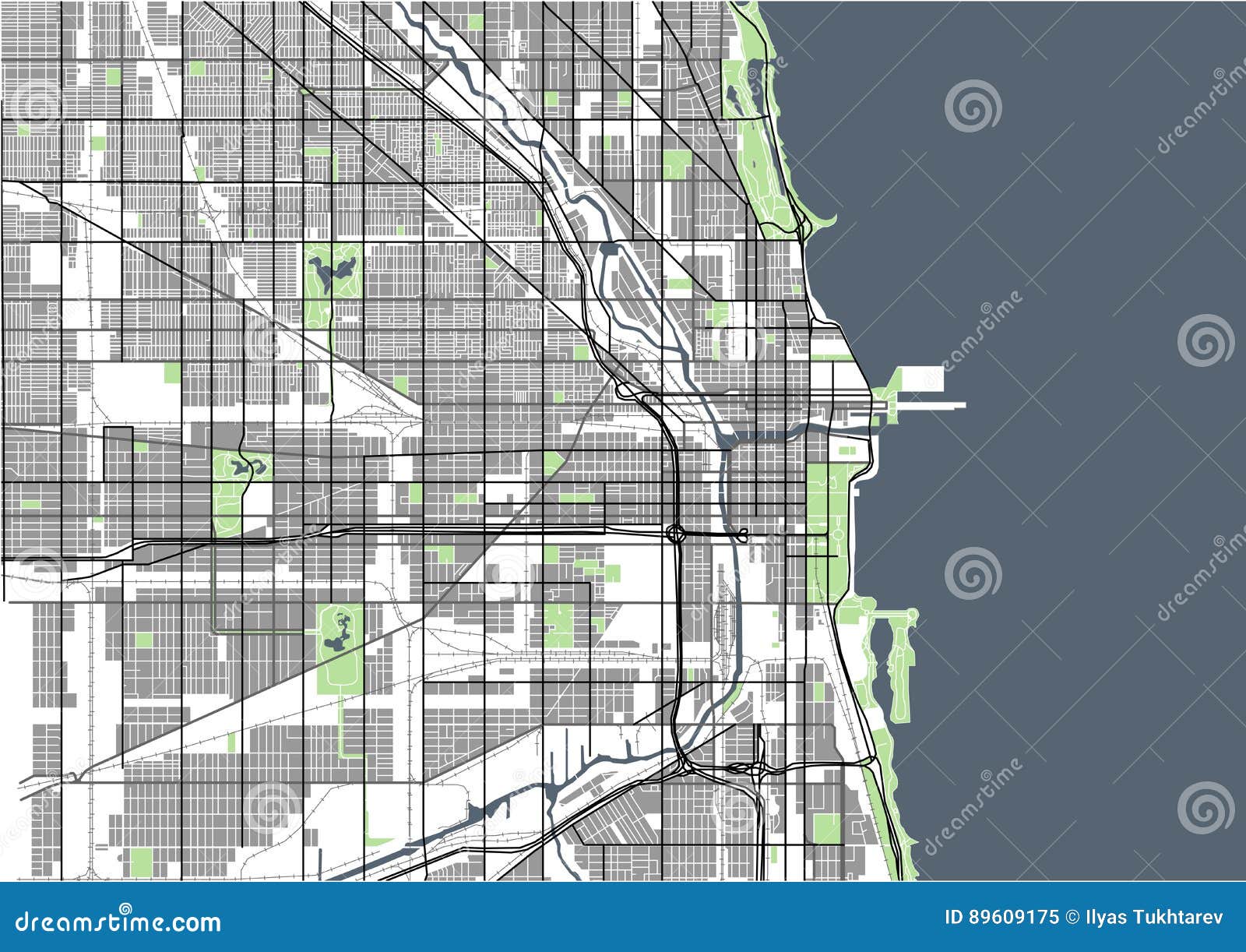 Mapa Da Cidade De Chicago, EUA Ilustração do Vetor - Ilustração de ...