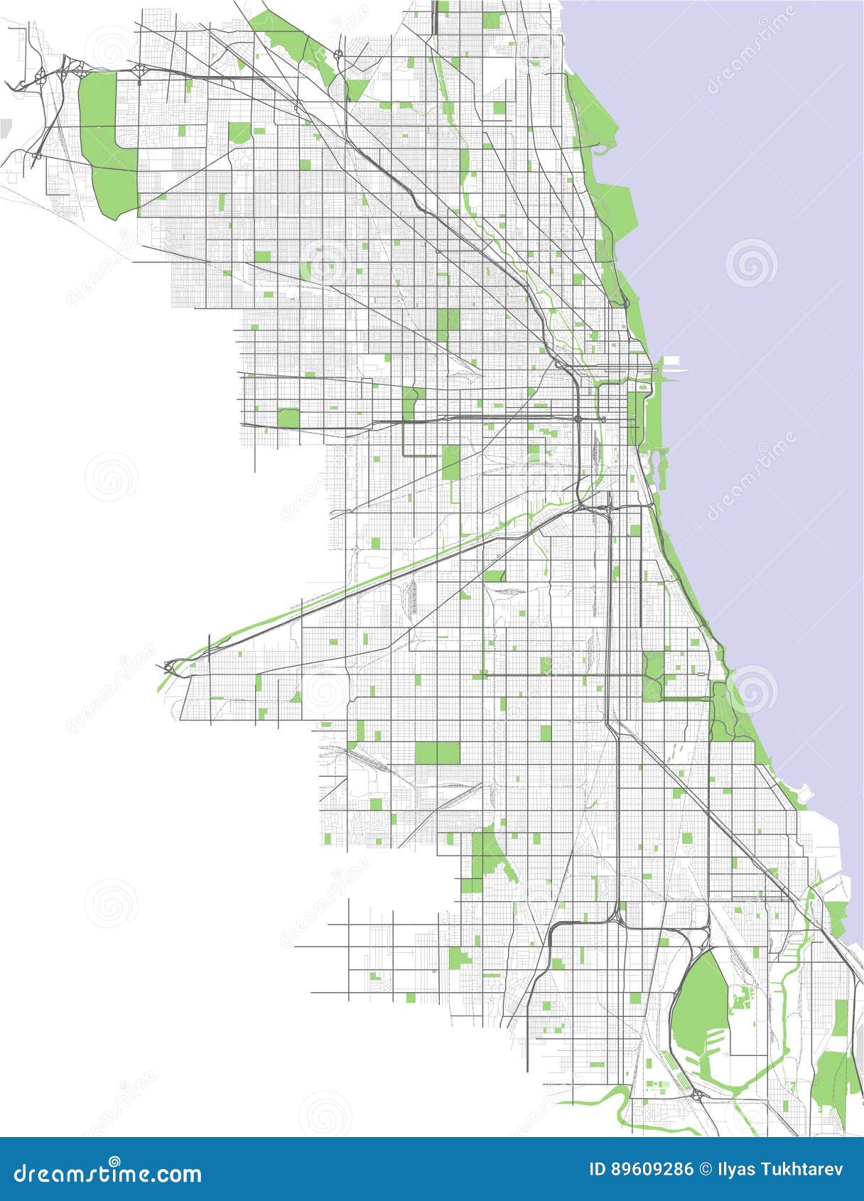 Mapa Da Cidade De Chicago, EUA Ilustração do Vetor - Ilustração de ...