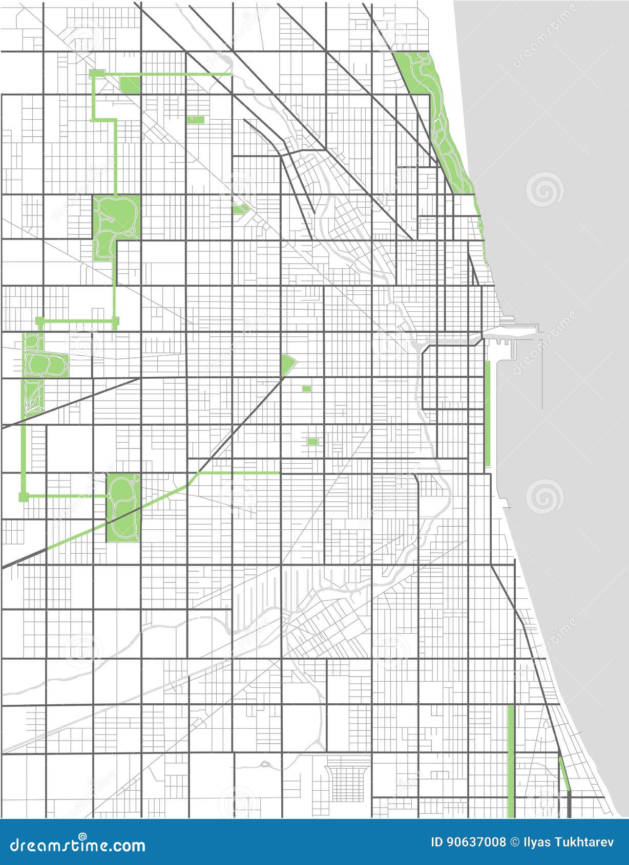 Mapa Da Cidade De Chicago, EUA Ilustração Stock - Ilustração de ...