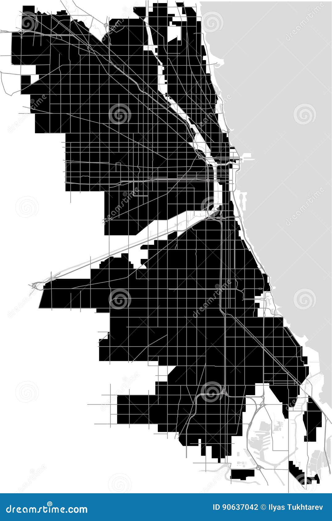 Mapa Da Cidade De Chicago, EUA Ilustração Stock - Ilustração de grade ...