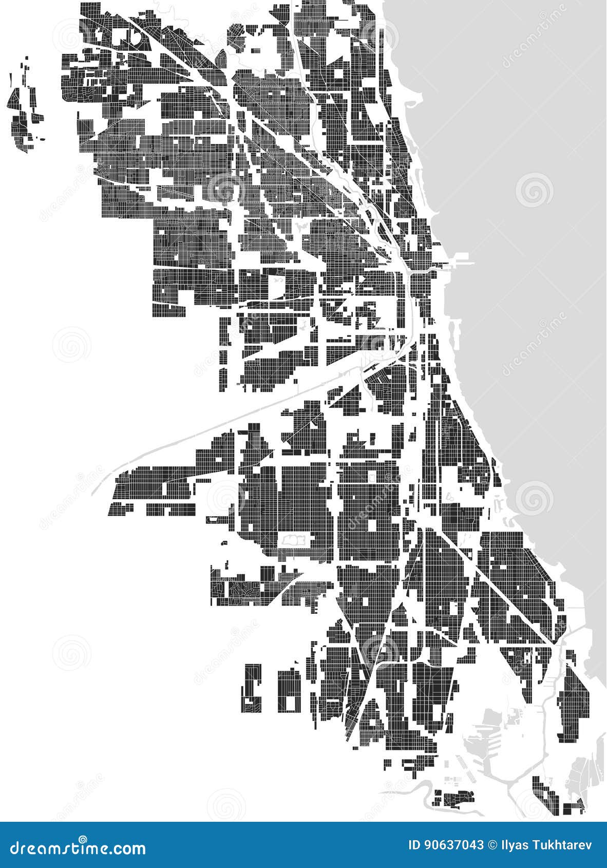 Mapa Da Cidade De Chicago, EUA Ilustração Stock - Ilustração de ...
