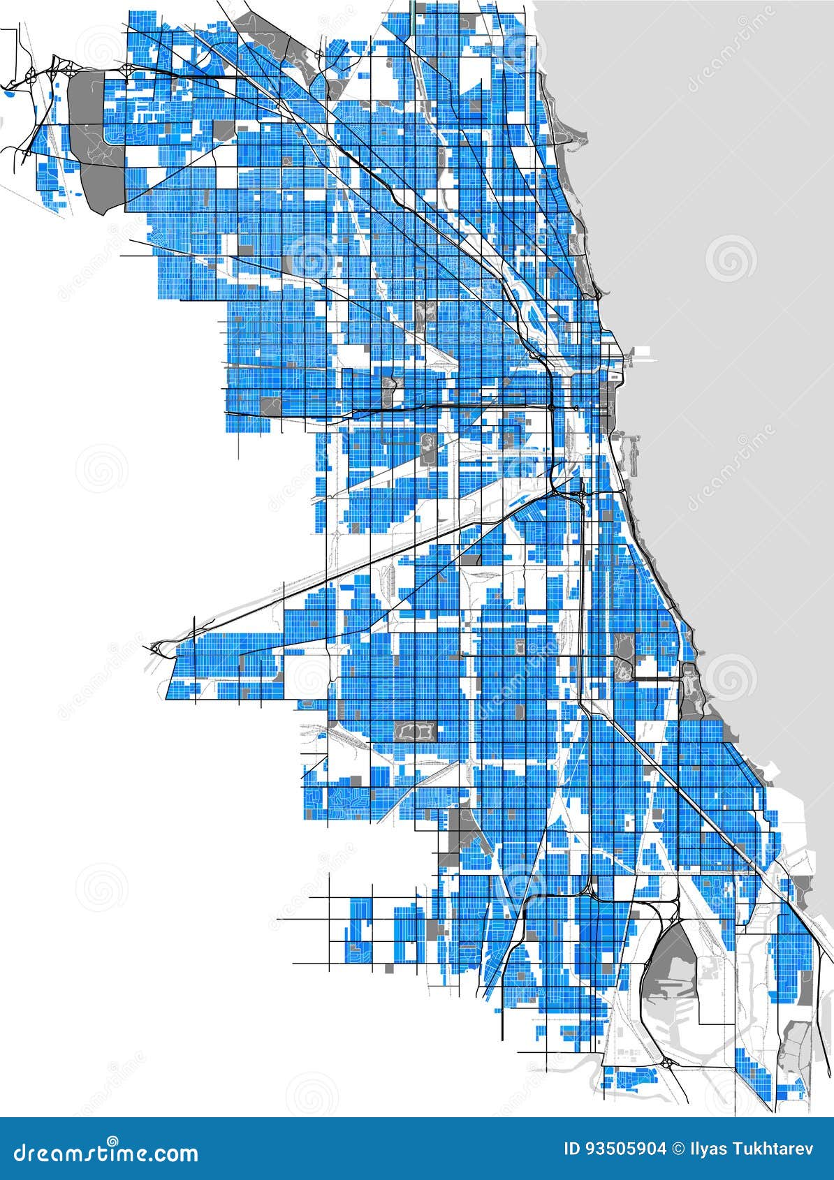 Mapa Da Cidade De Chicago, EUA Ilustração do Vetor - Ilustração de ...