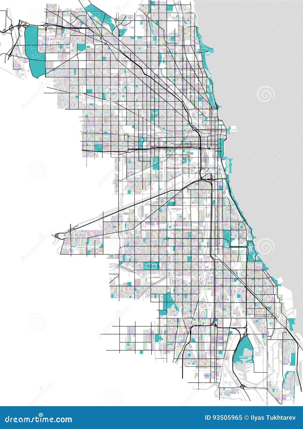 Mapa Da Cidade De Chicago, EUA Ilustração do Vetor - Ilustração de ...