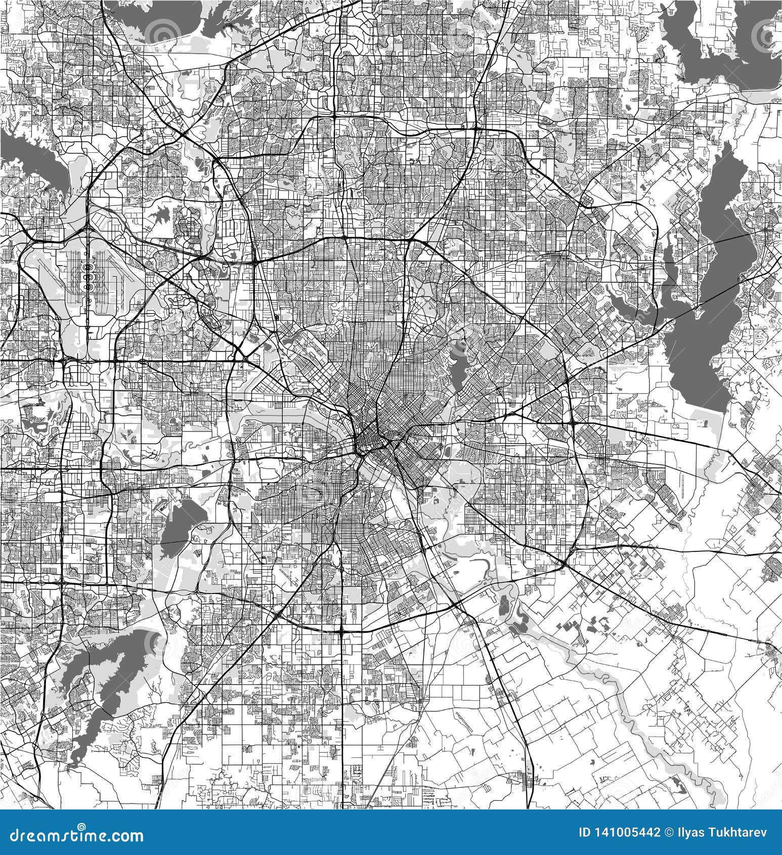 Mapa Da Cidade De Dallas, Texas, EUA Ilustração Stock - Ilustração de ...