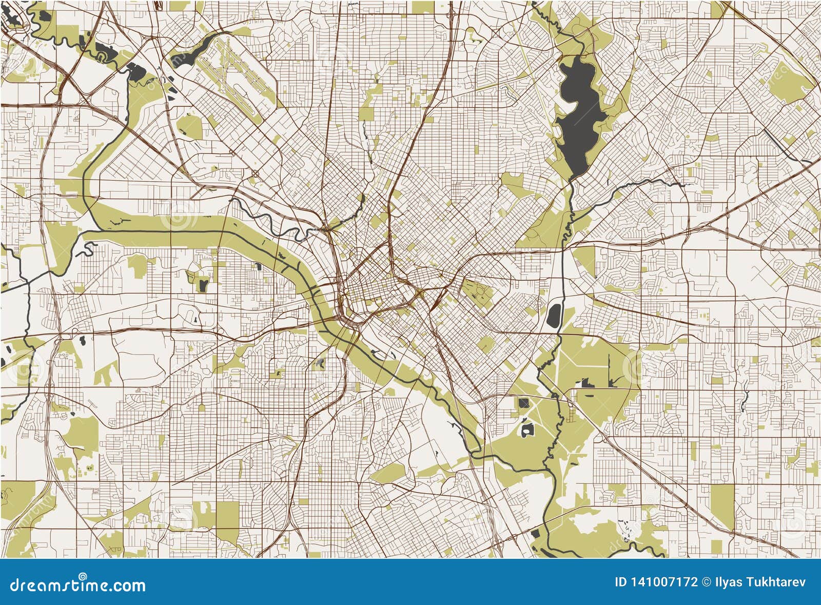 Mapa Da Cidade De Dallas, Texas, EUA Ilustração Stock - Ilustração de ...
