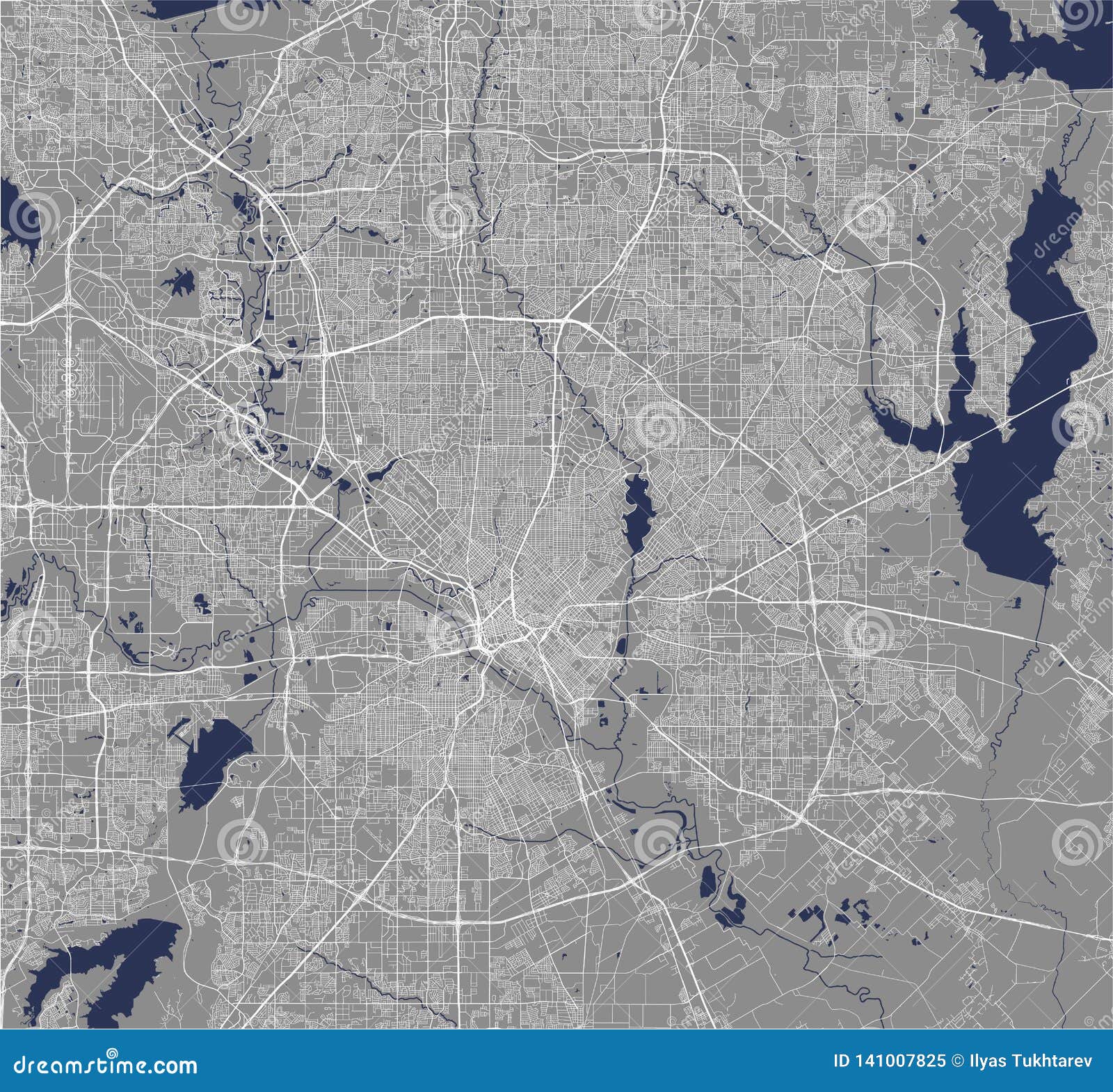 Mapa Da Cidade De Dallas, Texas, EUA Ilustração Stock - Ilustração de ...
