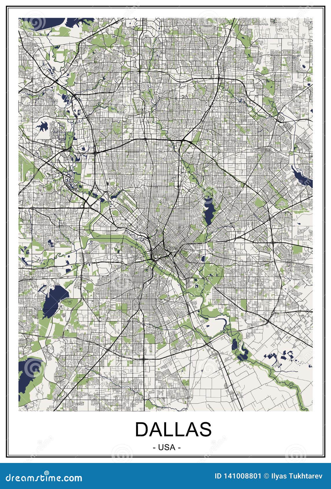 Mapa Da Cidade De Dallas, Texas, EUA Ilustração Stock - Ilustração de ...