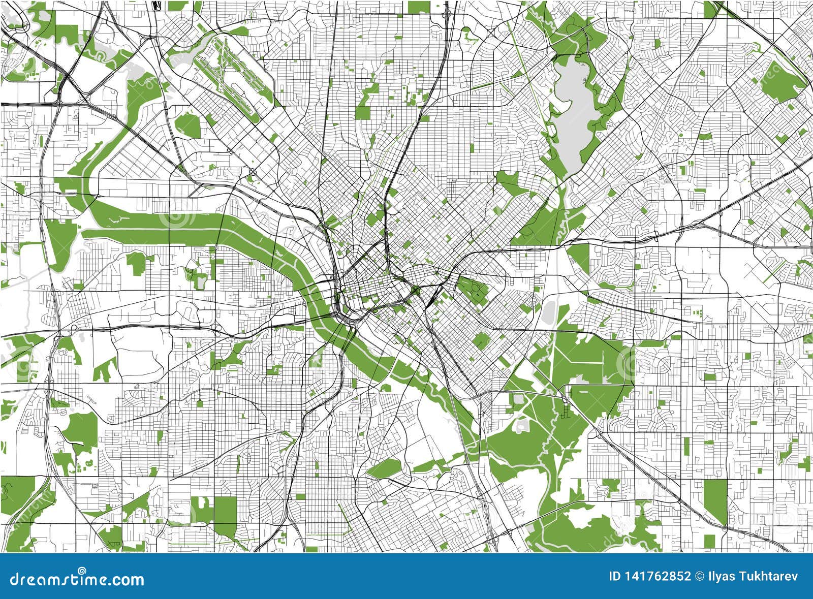 Mapa Da Cidade De Dallas, Texas, EUA Ilustração Stock - Ilustração de ...