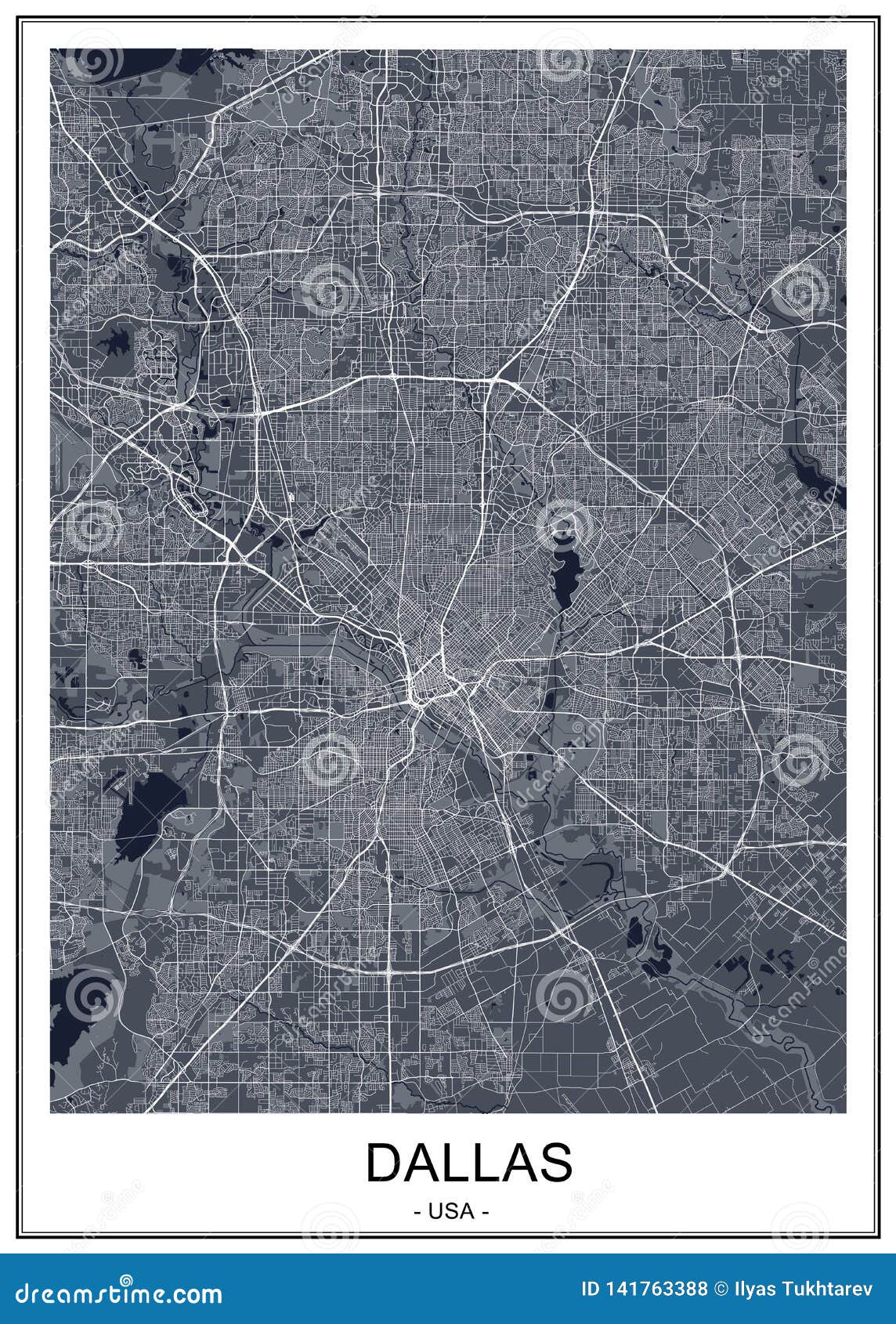 Mapa Da Cidade De Dallas, Texas, EUA Ilustração Stock - Ilustração de ...